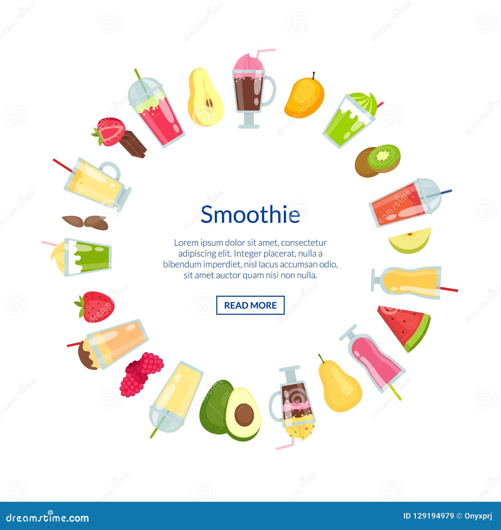 Vector Flat Smoothie in with Place for Text Stock Vector - Illustration ...