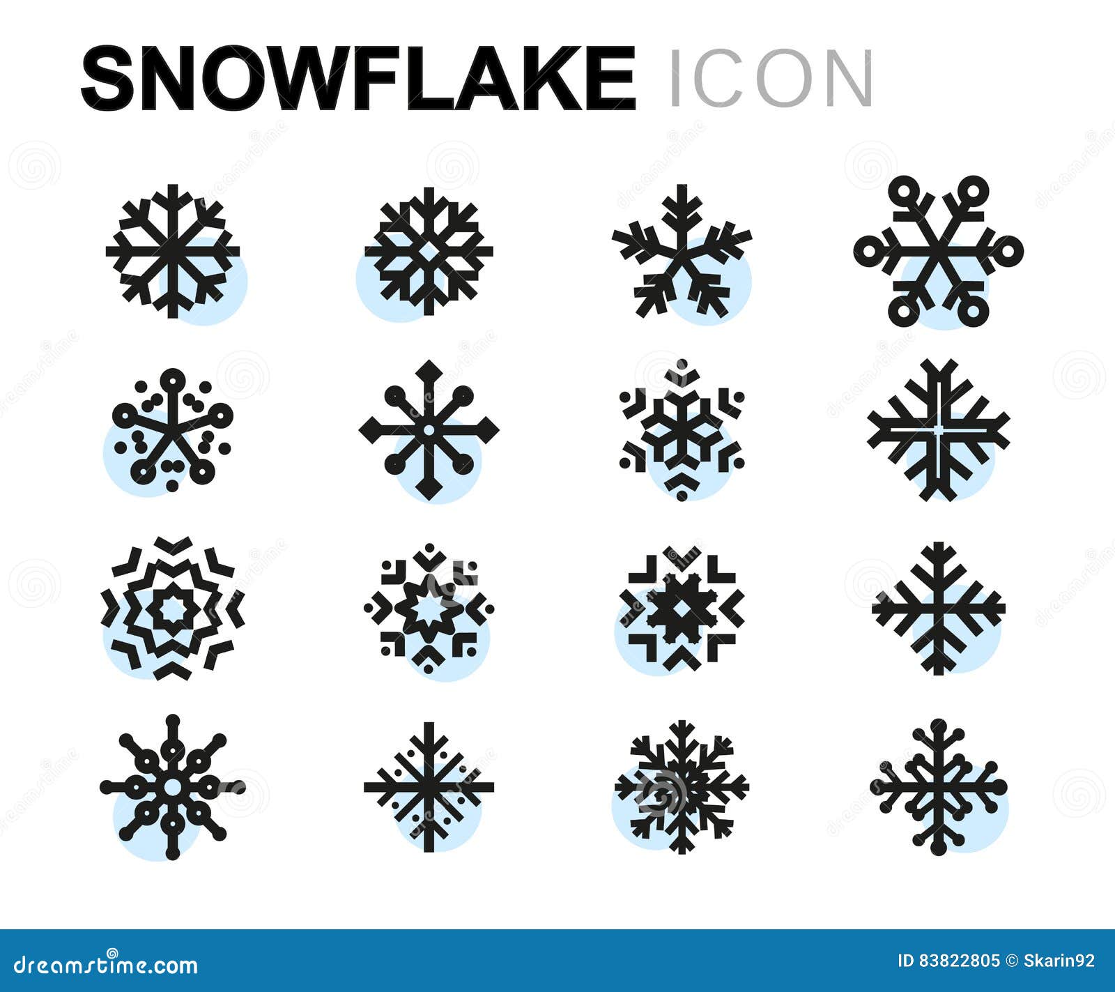 Vector Flat Snowflake Icons Set Stock Illustration - Illustration of ...
