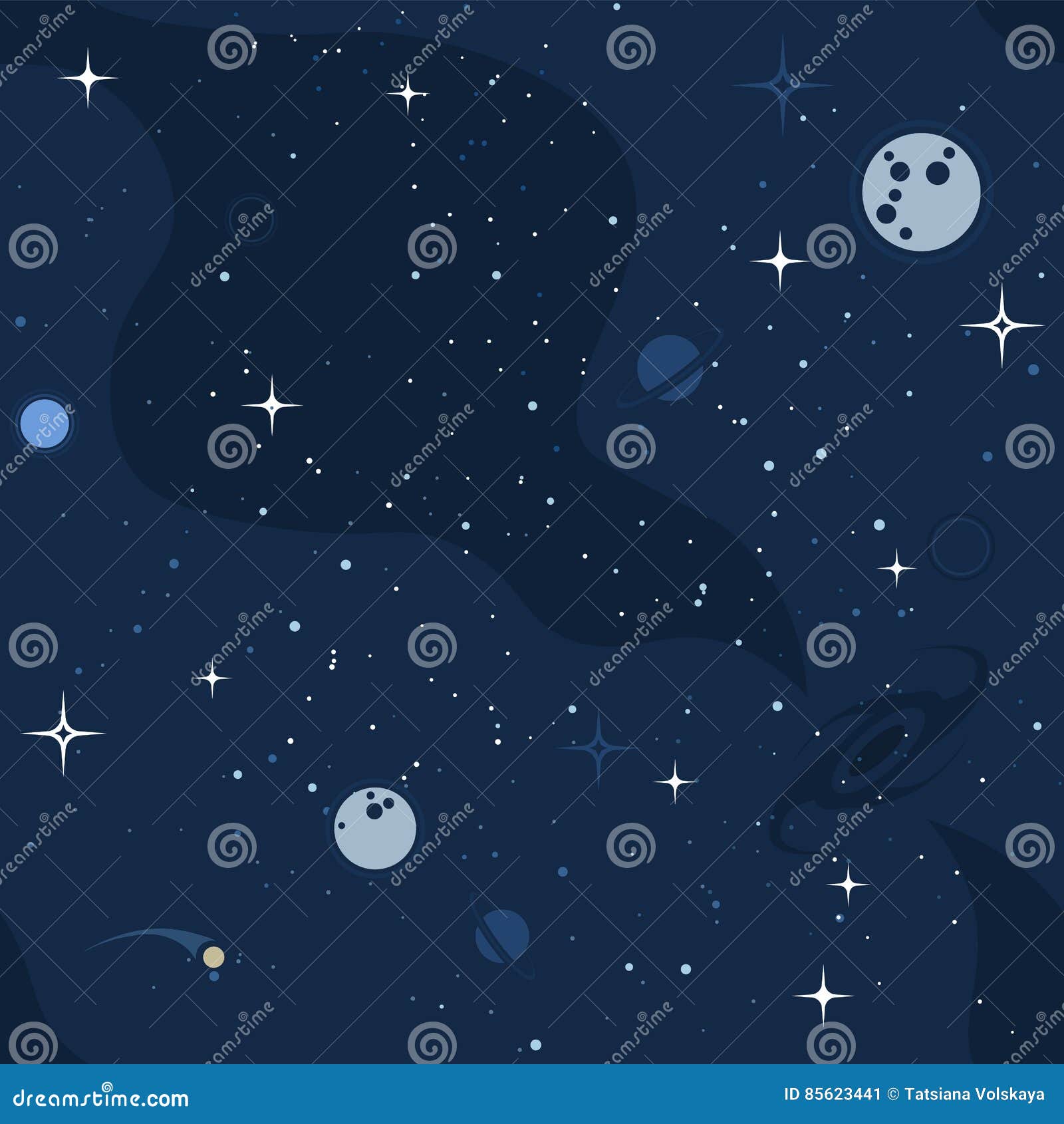 Vector Flat Space Design Seamless Pattern Stock Vector - Illustration ...