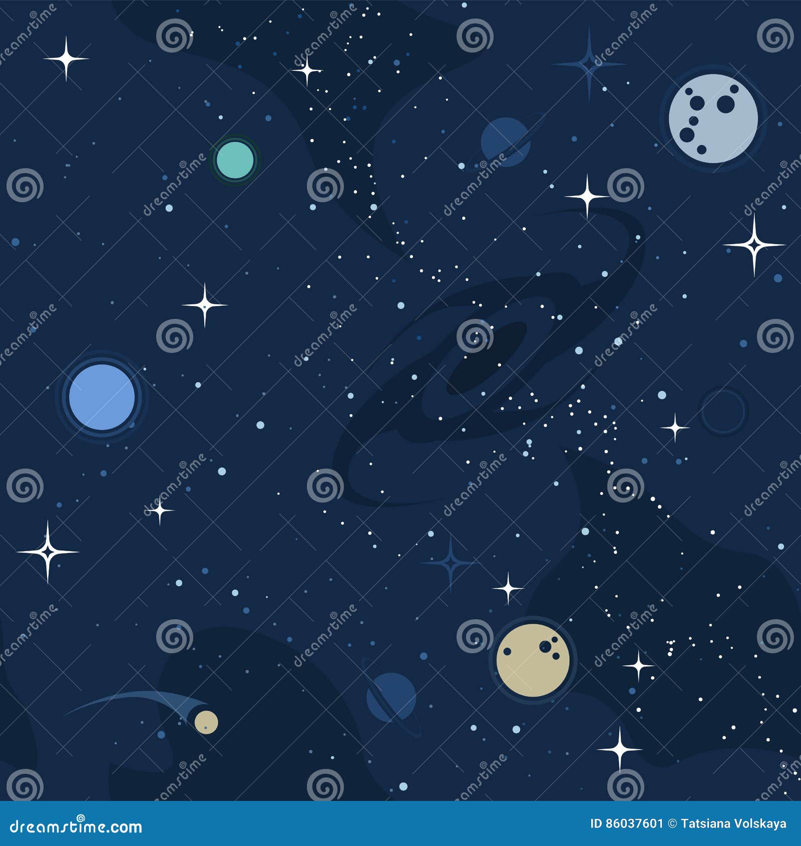 Vector Flat Space Design Seamless Pattern Stock Vector - Illustration ...