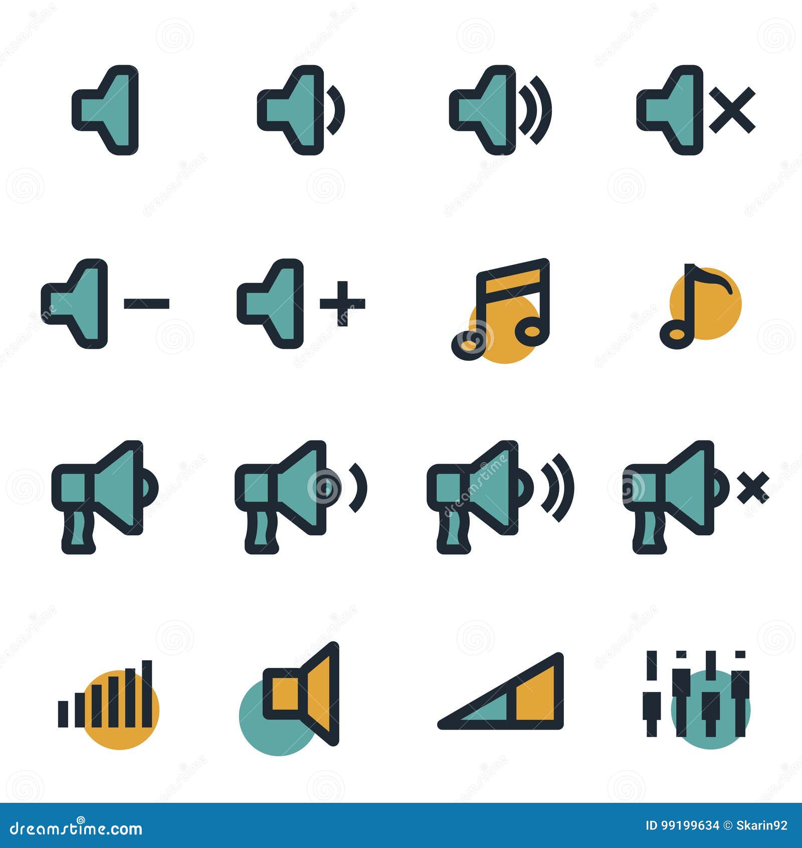 Vector Flat Speaker Icons Set Stock Illustration - Illustration of sign ...