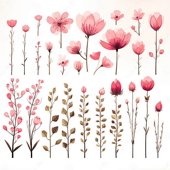 Vector Flat Sprite Sheets of Flowers or Trees Ai-generated Stock ...