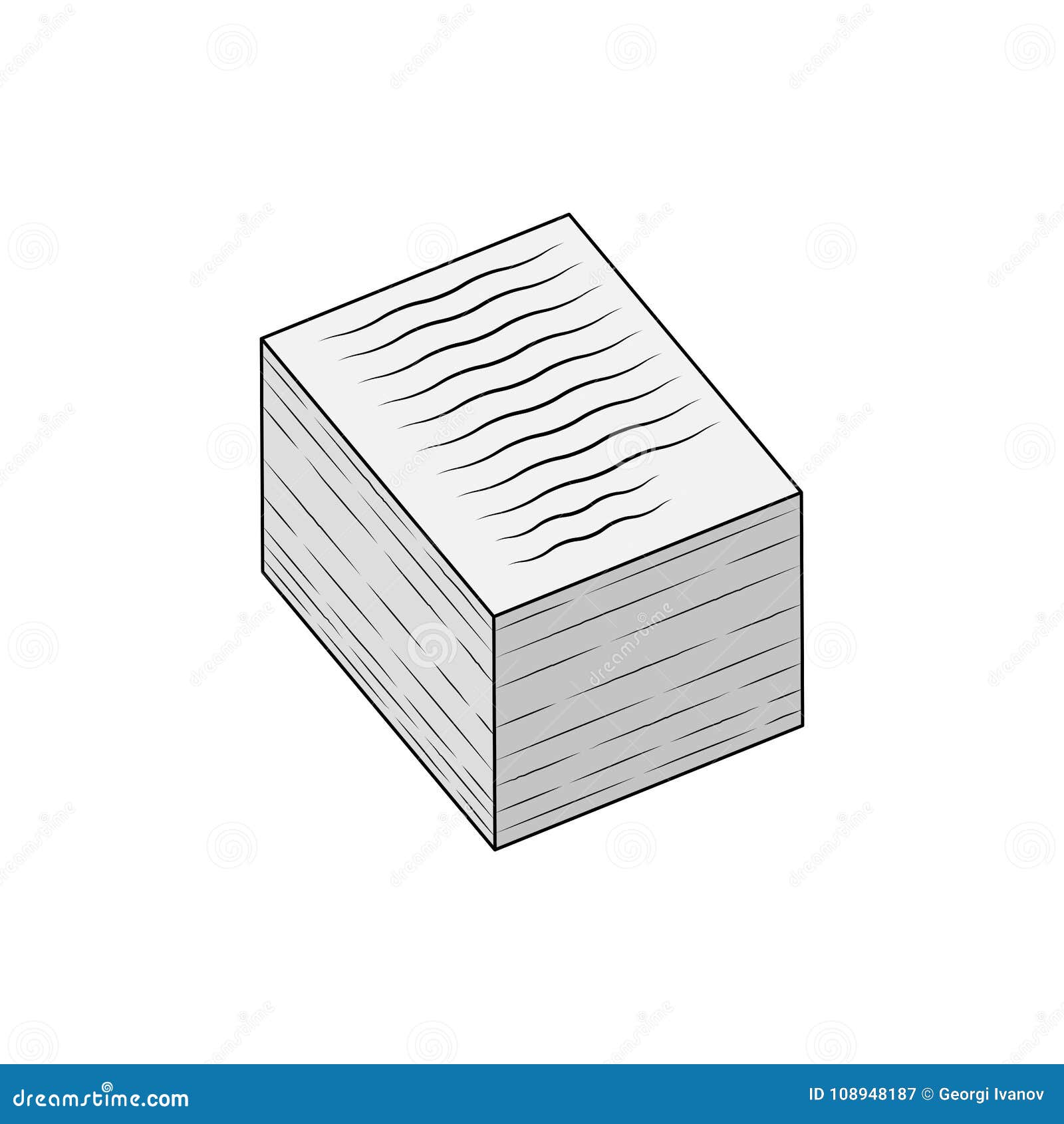Stack of Papers Icon, Isolated on White Stock Vector - Illustration of ...