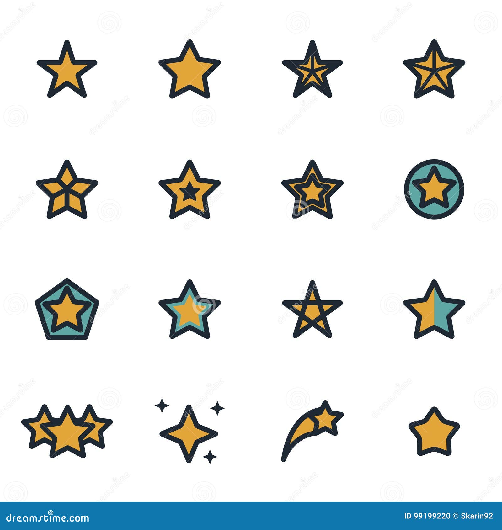 Vector Flat Stars Icons Set Stock Illustration - Illustration of ...