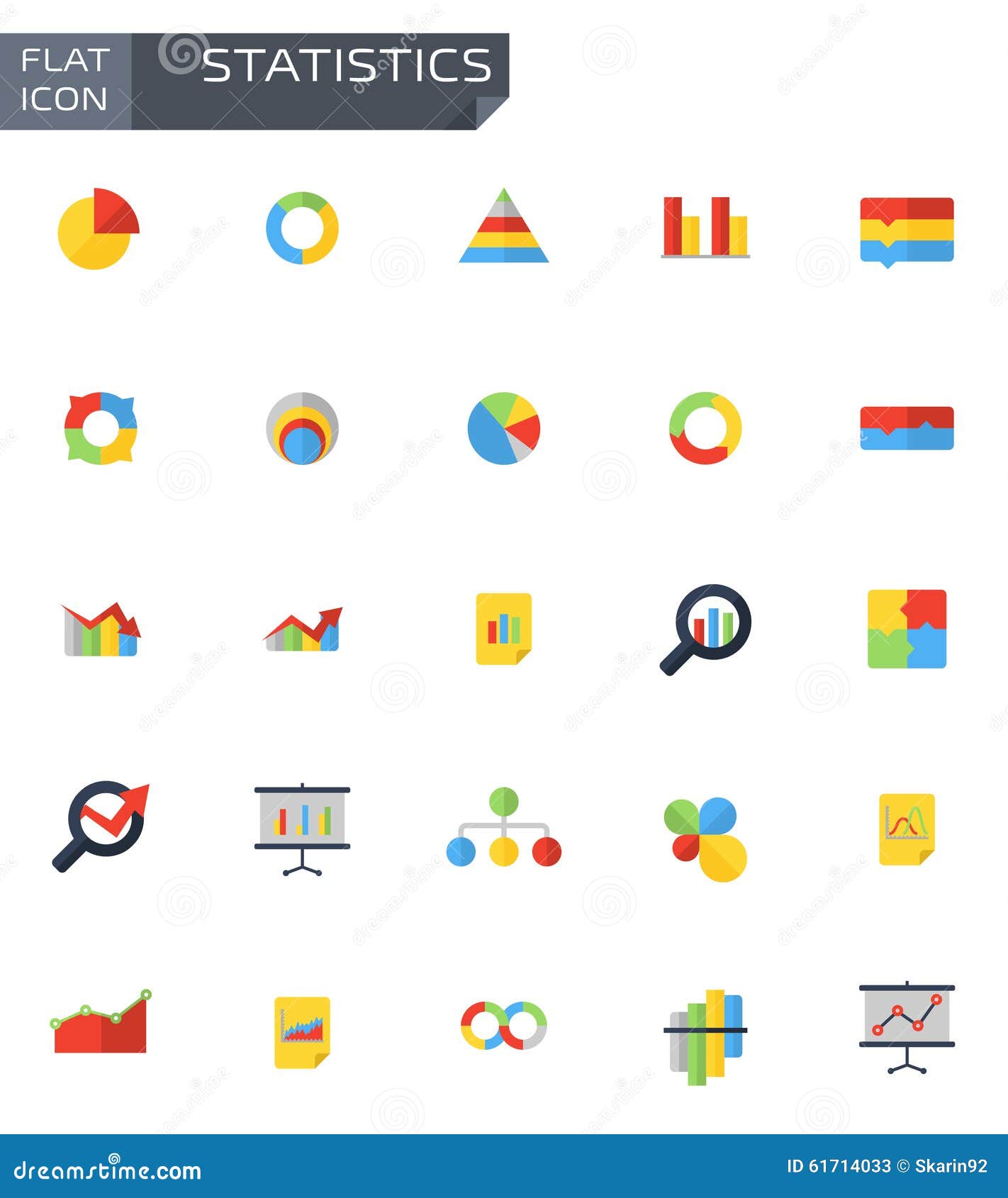 Vector Flat Statistics Icons Set Stock Illustration - Illustration of ...