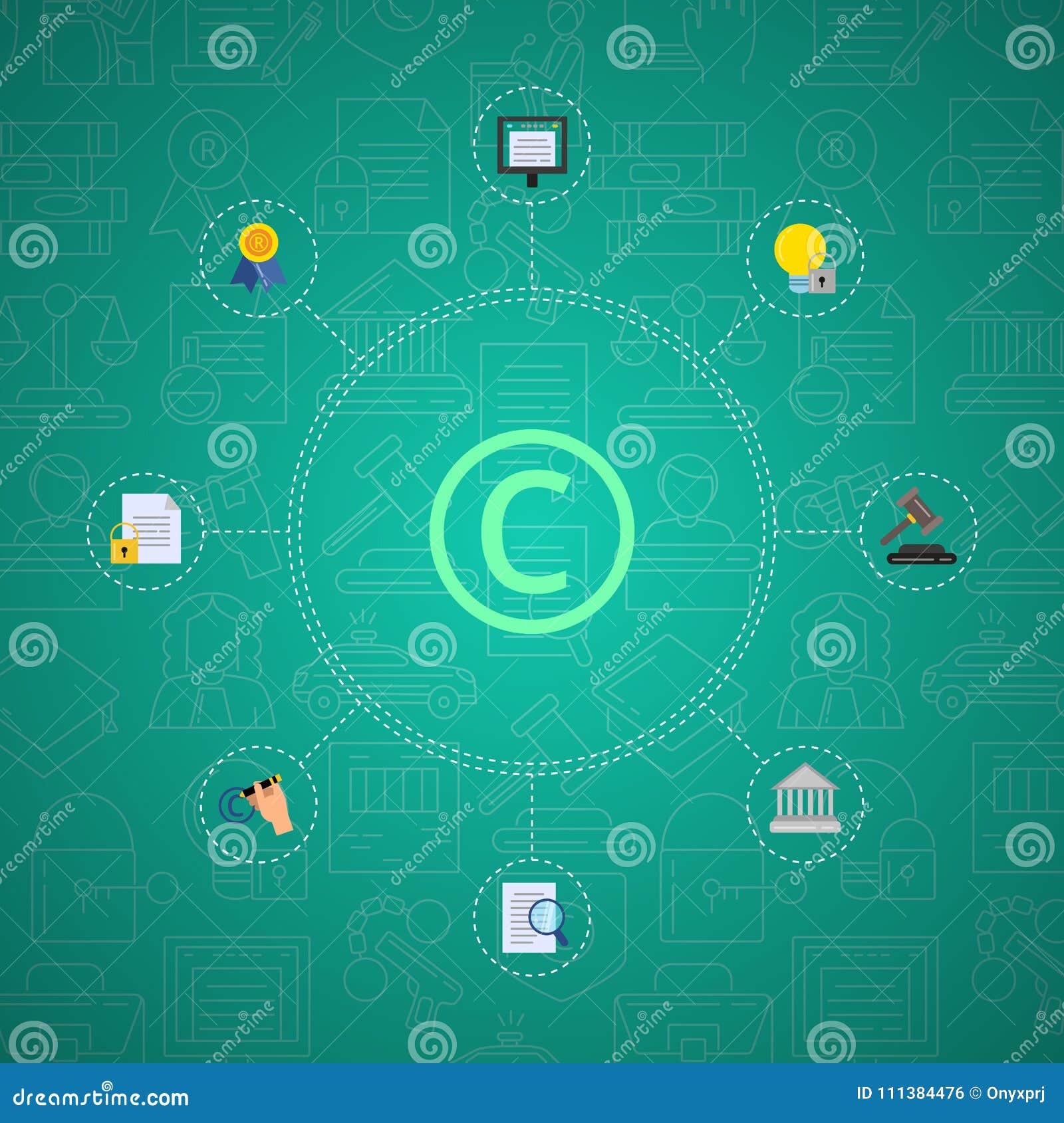 Vector Flat Style Copyright Elements Infographic on Gradient Background ...