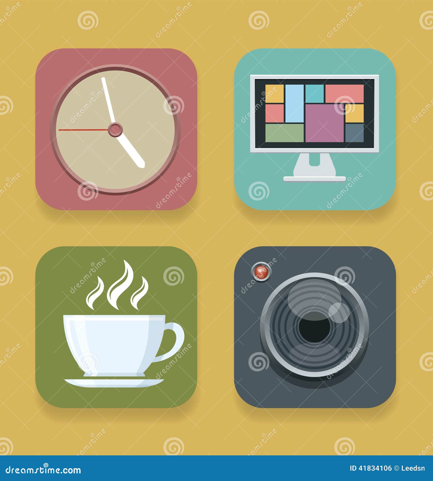 Vector Flat Style Icons stock vector. Illustration of badge - 41834106