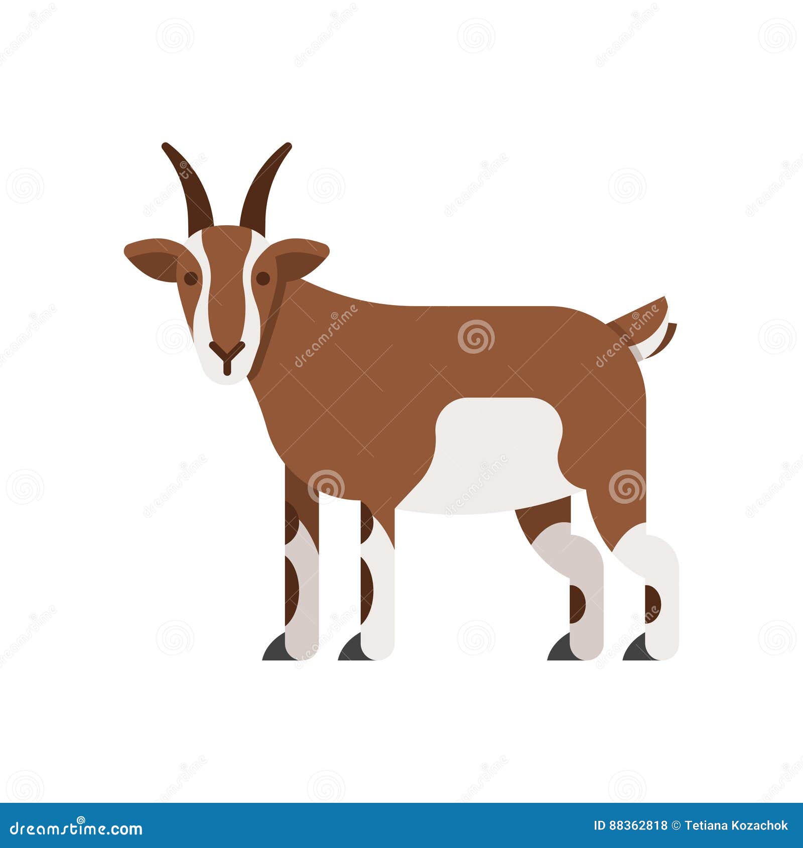 Vector Flat Style Illustration of Goat. Stock Vector - Illustration of ...
