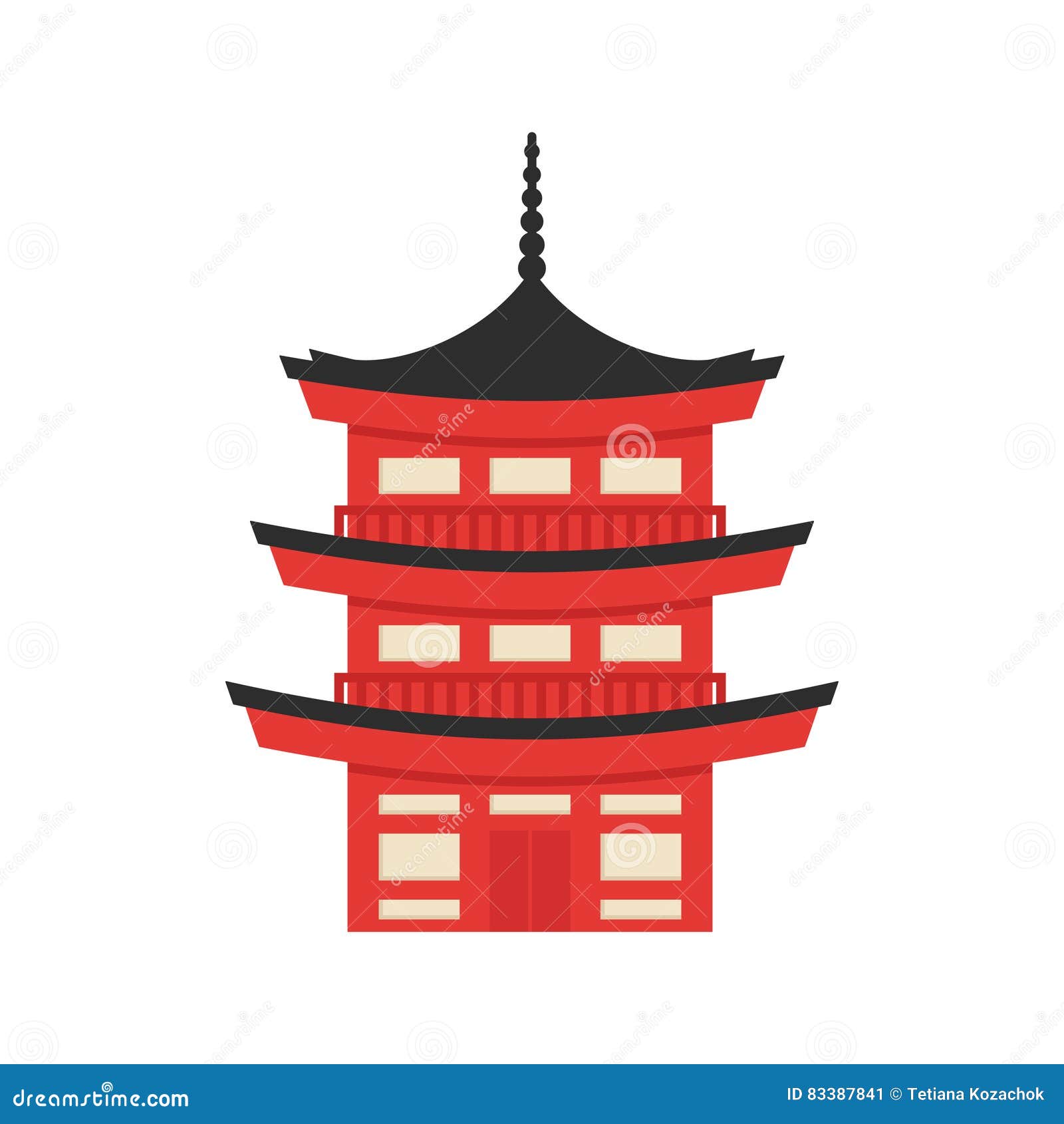 Vector Flat Style Illustration of Japanese Traditional Building. Stock ...