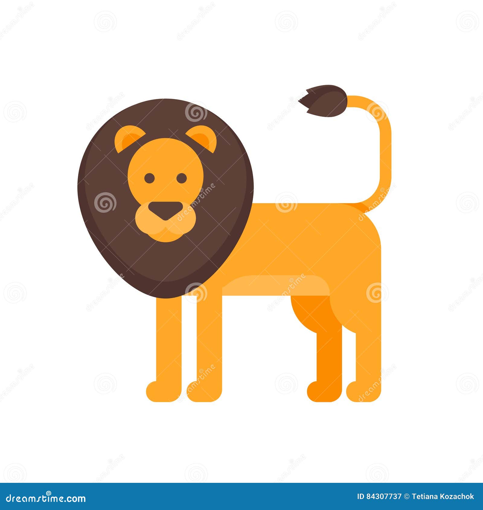 Vector Flat Style Illustration of Lion Stock Vector - Illustration of ...