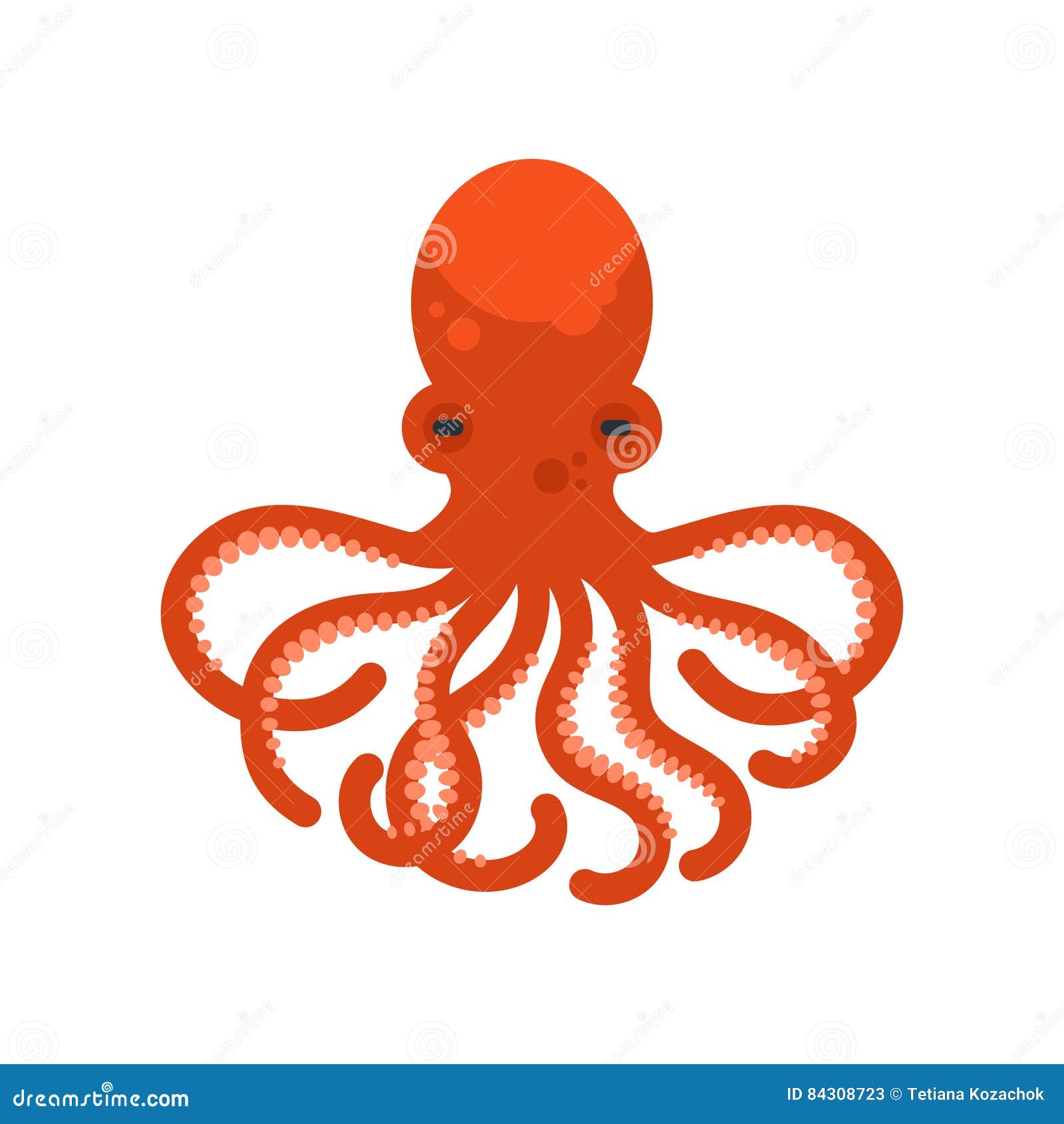 Vector Flat Style Illustration of Octopus. Stock Vector - Illustration ...