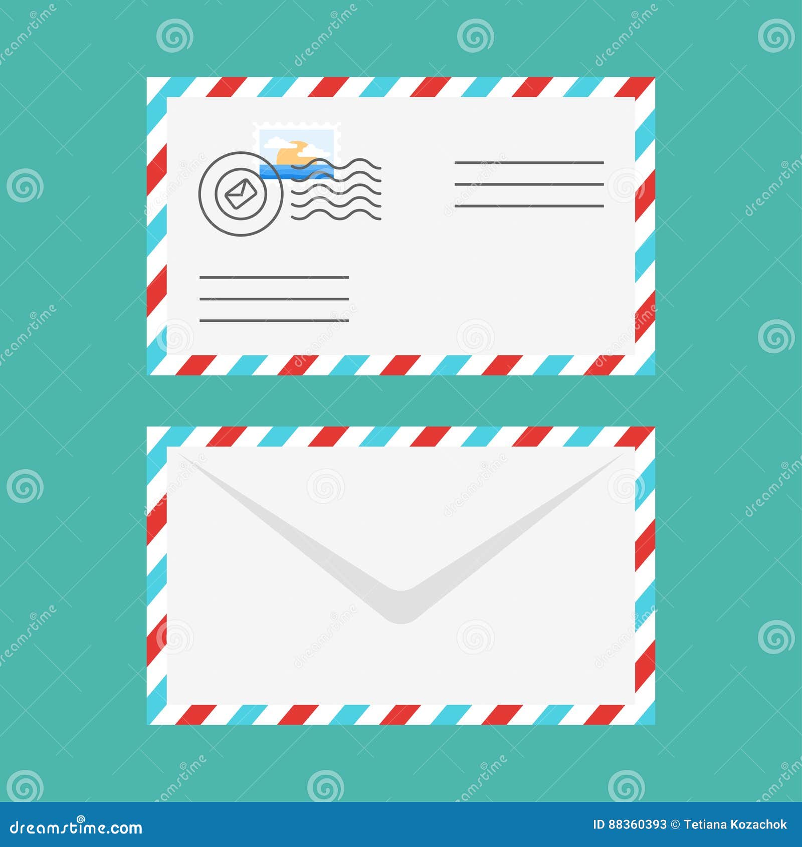 Vector Flat Style Illustration of Postal Envelope. Stock Vector ...