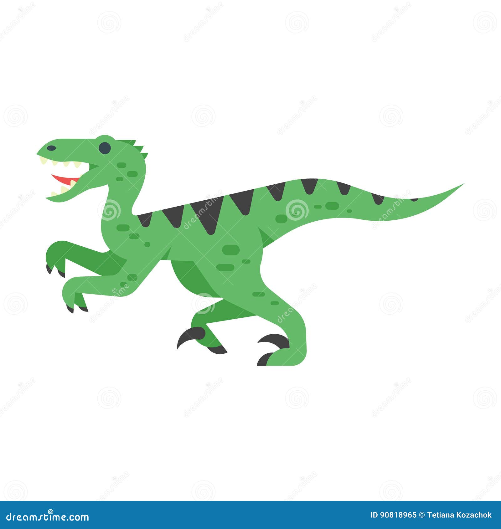Vector Flat Style Illustration of Prehistoric Animal - Velociraptor ...