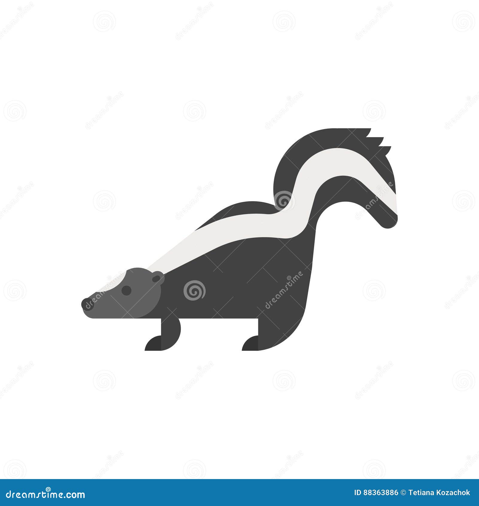 Vector Flat Style Illustration of Skunk. Stock Vector - Illustration of ...