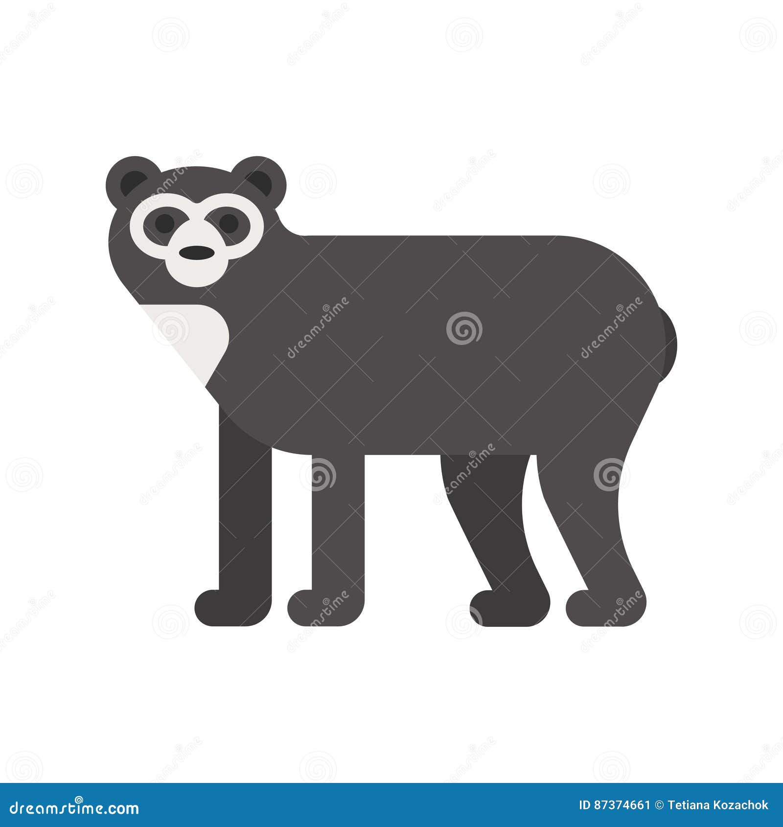Spectacled Bear Hand Drawing. Vintage Engraving Style. Vector ...