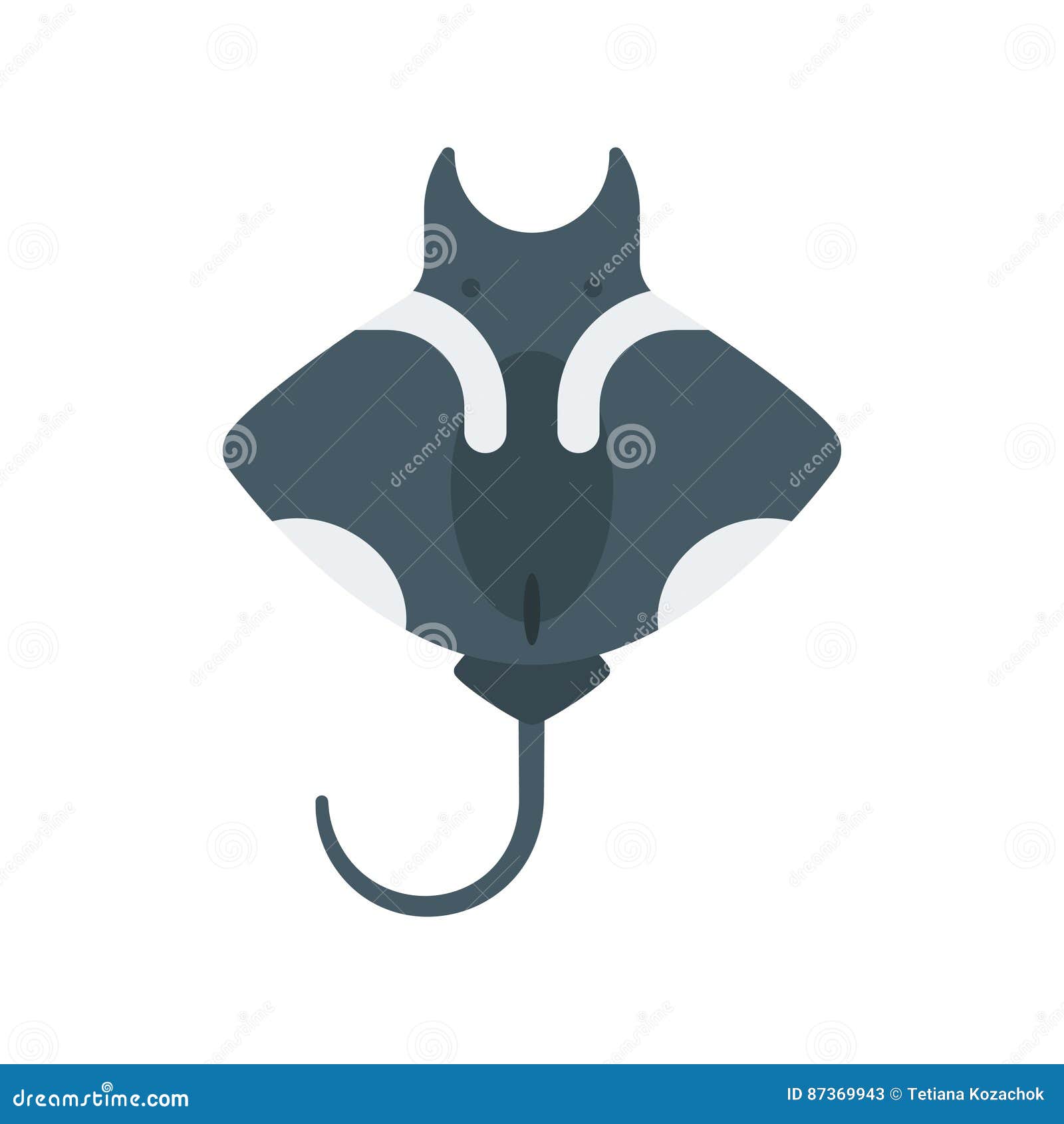 Vector Flat Style Illustration of Stingray. Stock Vector - Illustration ...
