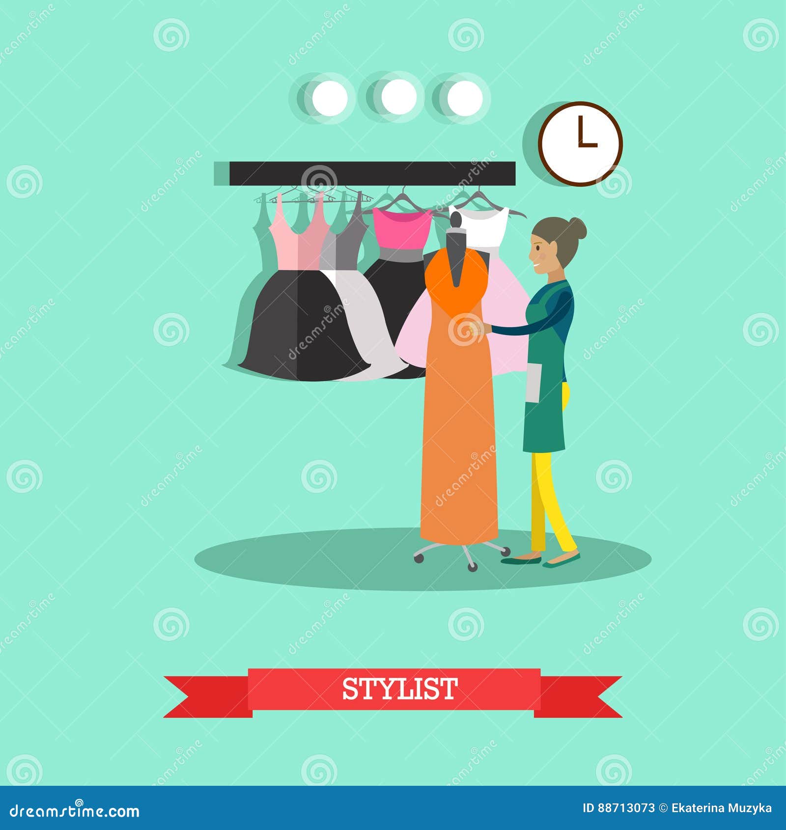 Vector Flat Style Illustration Of Stylist Fashion Clothing Designer