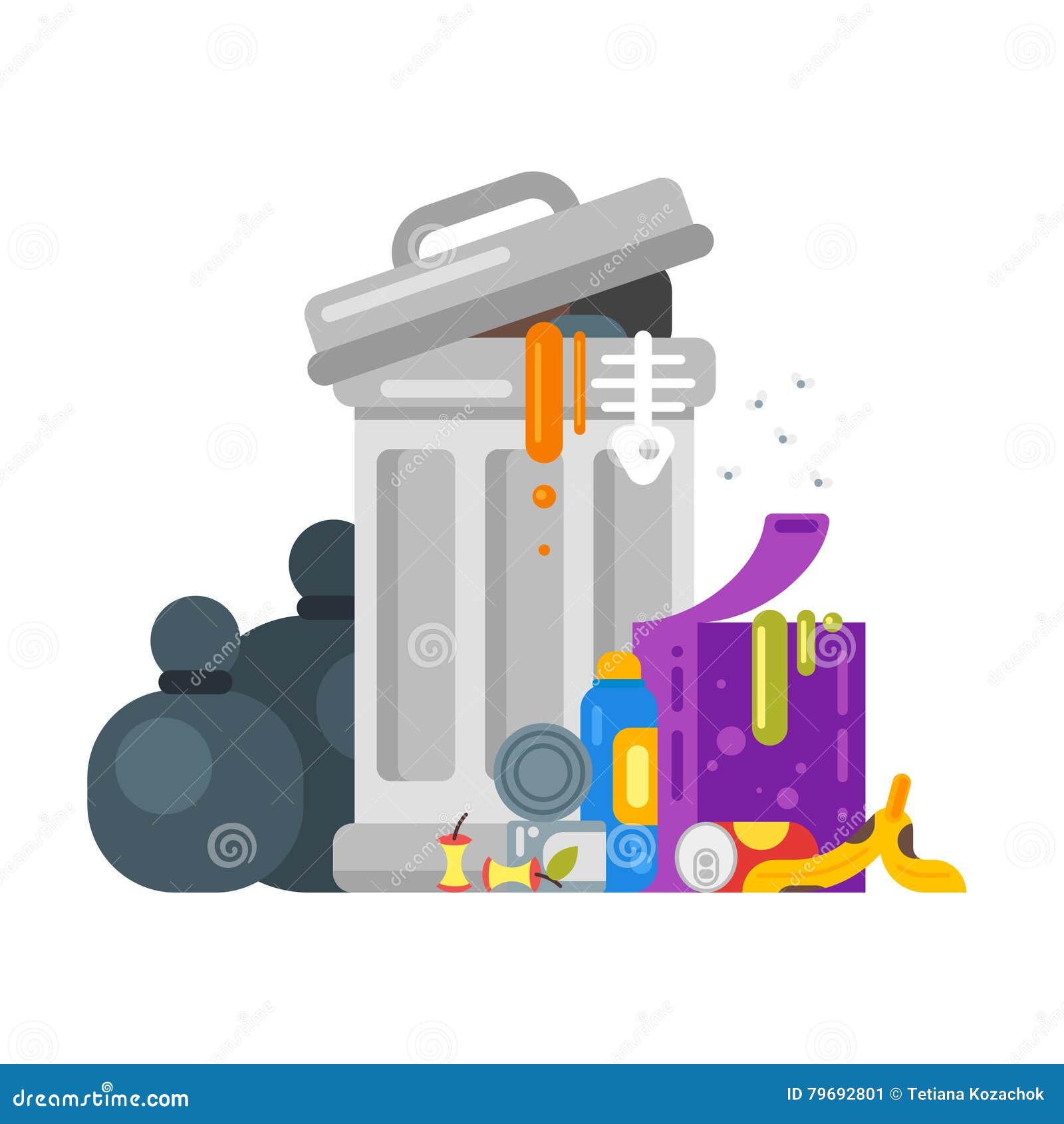 Vector Flat Style Illustration of Trash. Spoiled Food Stock Vector ...