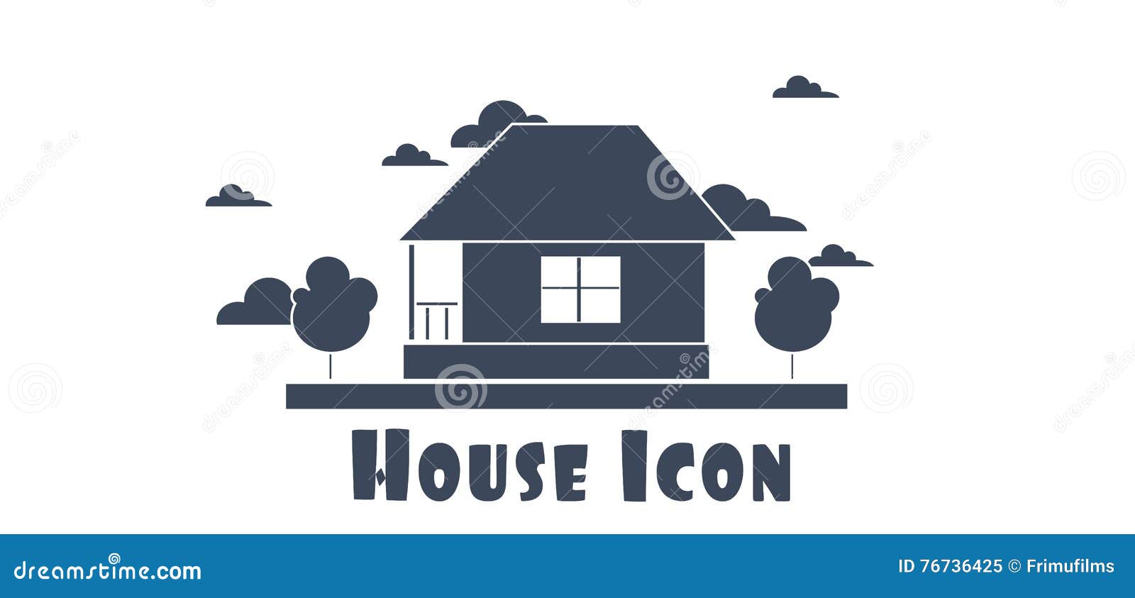 Vector Flat Style One Floor House with Trees Stock Vector ...