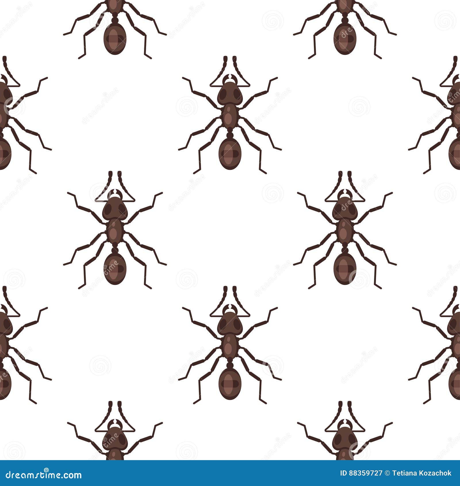 Vector Flat Style Seamless Pattern with Ants. Stock Vector ...