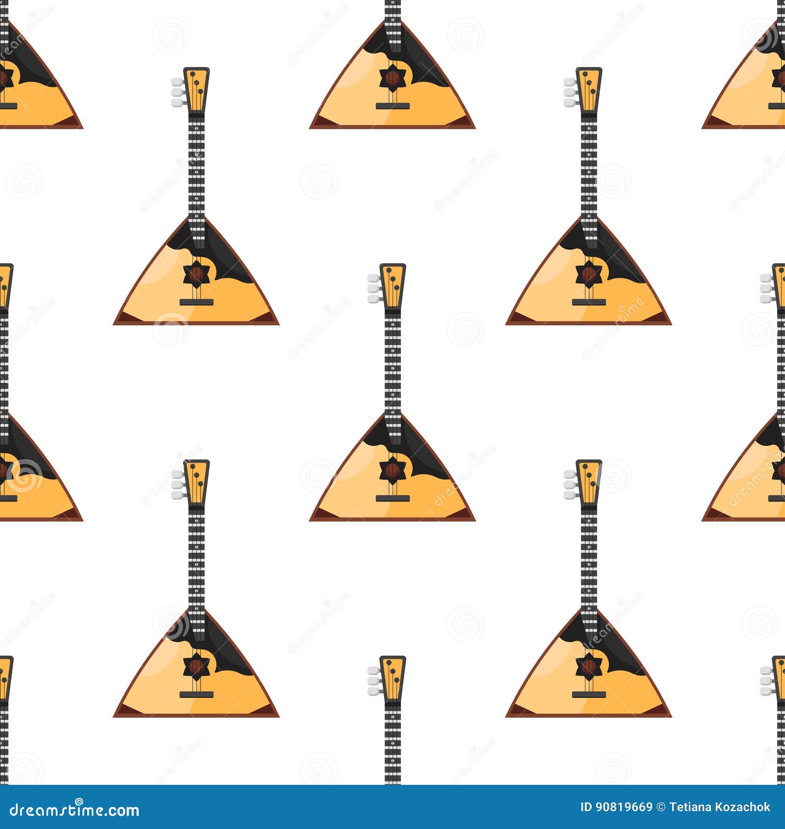 Vector Flat Style Seamless Pattern with Russian Traditional Musical ...