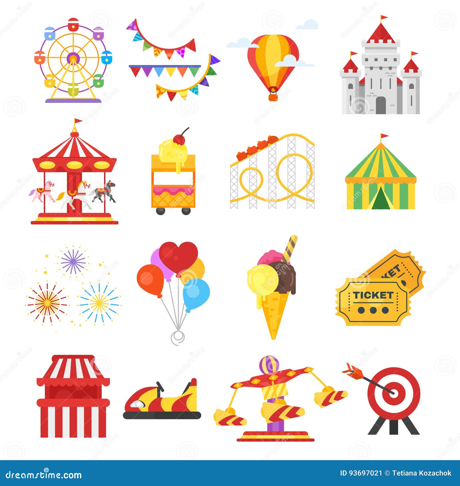 Fun Fair, Vector Icons And Background And Illustration | CartoonDealer ...