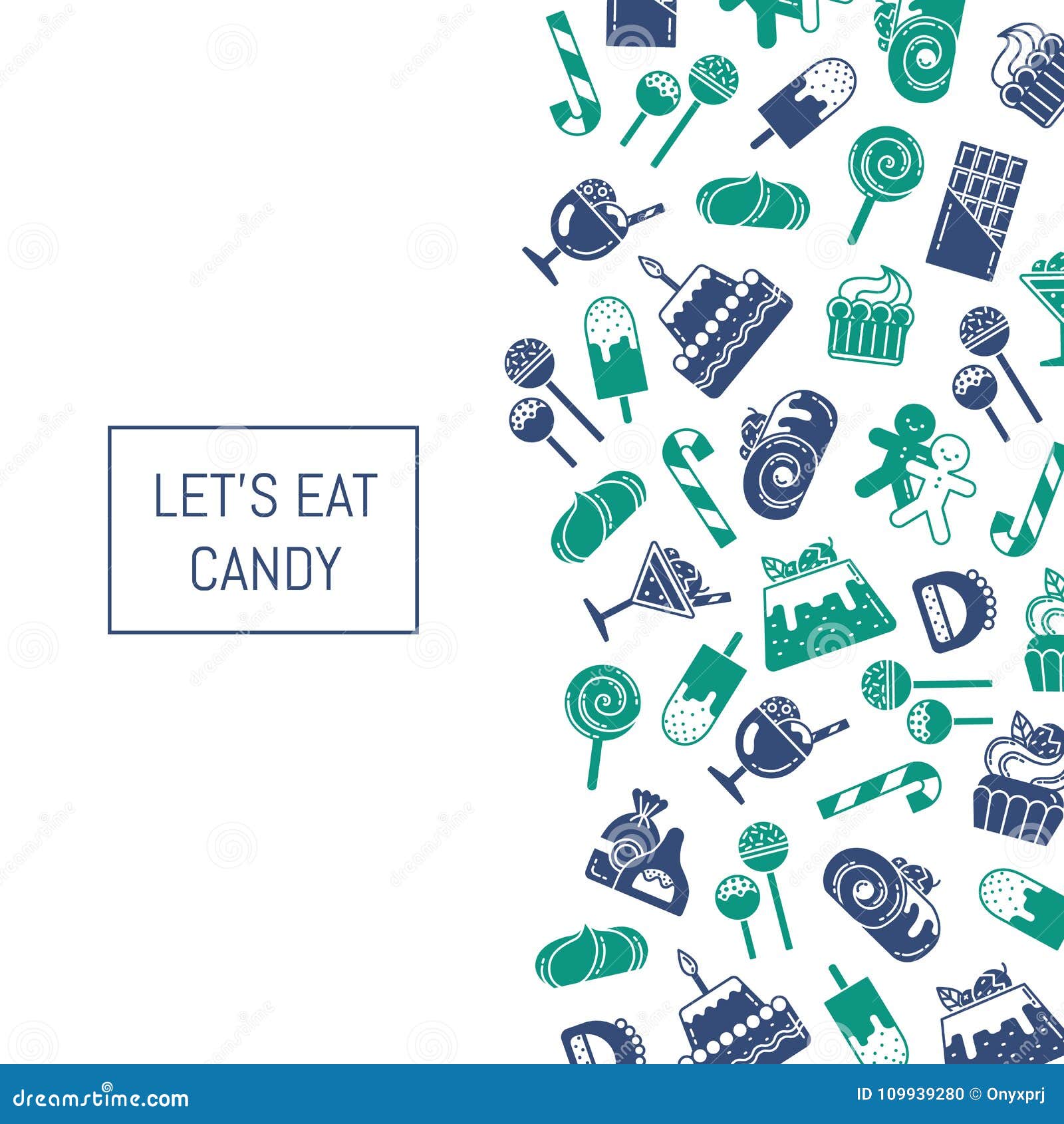Vector Flat Style Sweets Icons Background Stock Vector - Illustration ...