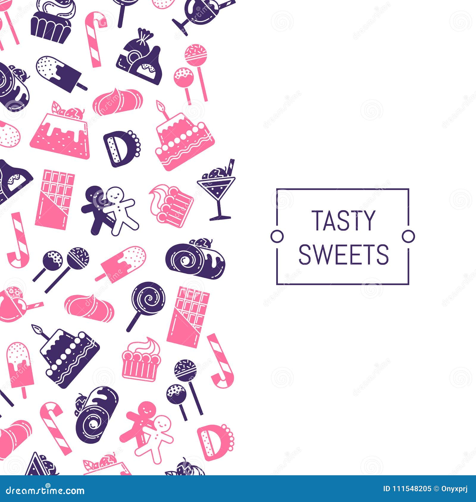 Vector Flat Style Sweets Icons Stock Vector - Illustration of concept ...