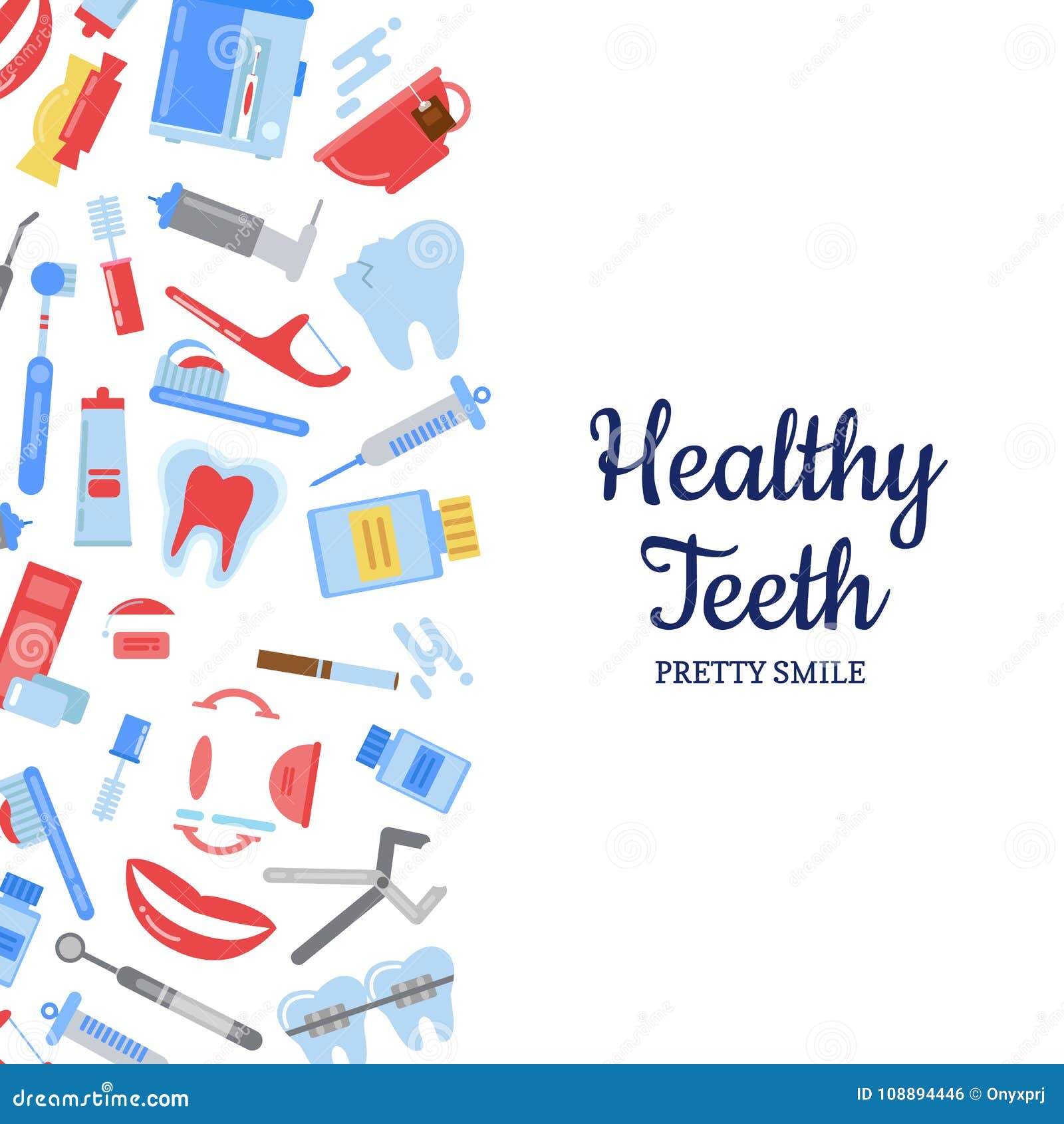 Vector Flat Style Teeth Hygiene Background Stock Vector - Illustration ...