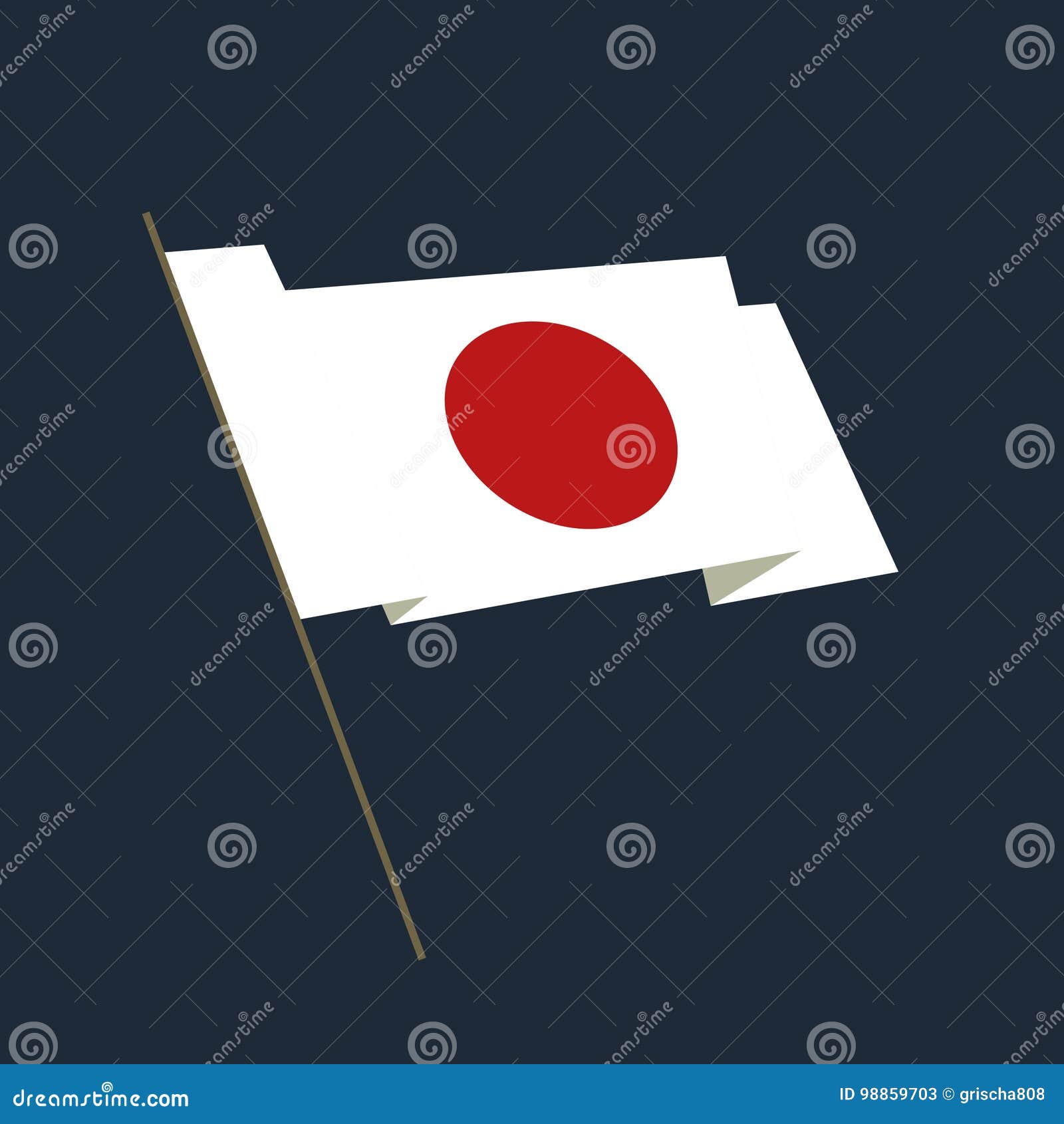 Vector Flat Style Waving Japan Flag Stock Vector - Illustration of ...