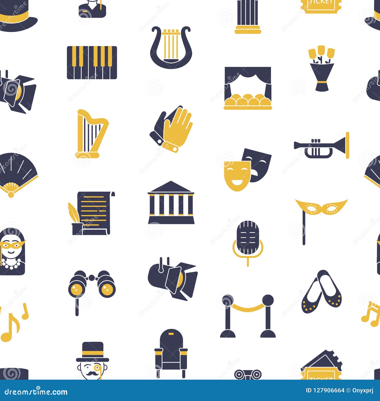 Vector Flat Theatre Icons Pattern or Background Illustration Stock ...