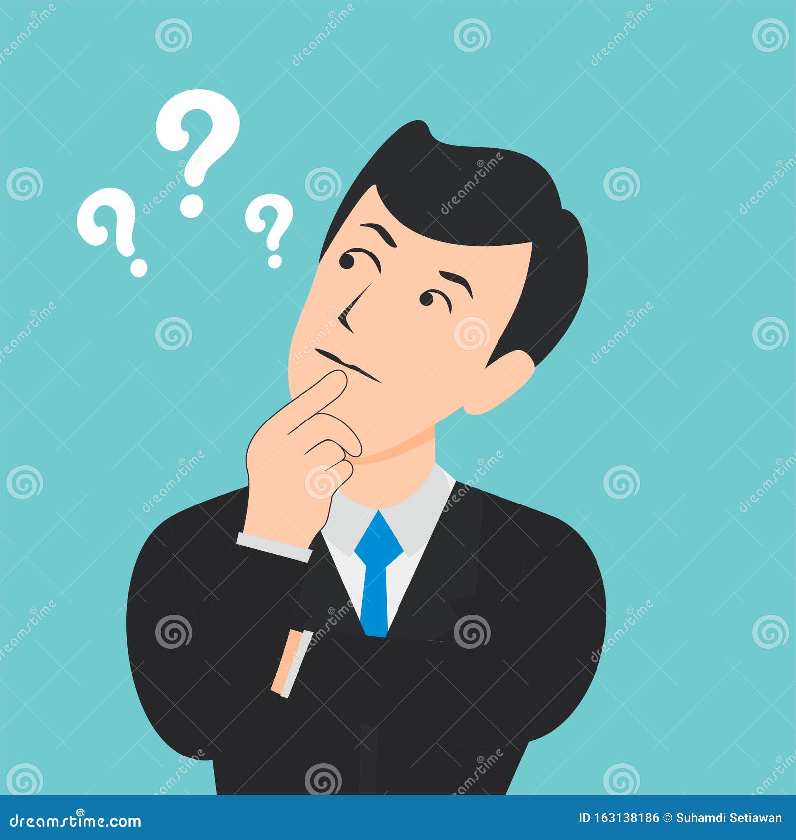 Vector Flat Thinking Man with Question Stock Vector - Illustration of ...