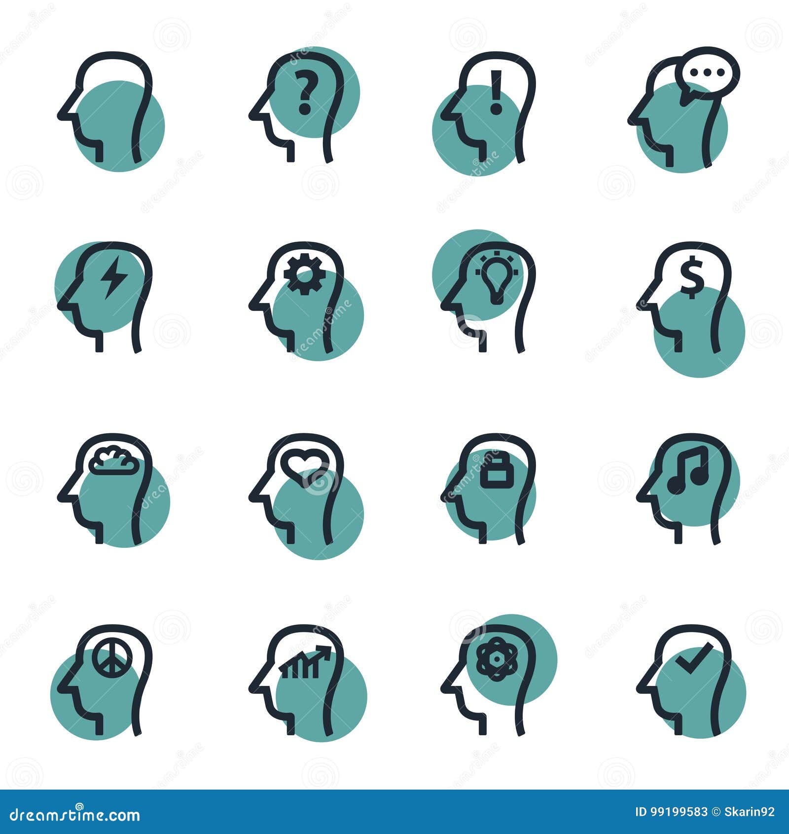 Vector Flat Thoughts Icons Set Stock Illustration - Illustration of ...