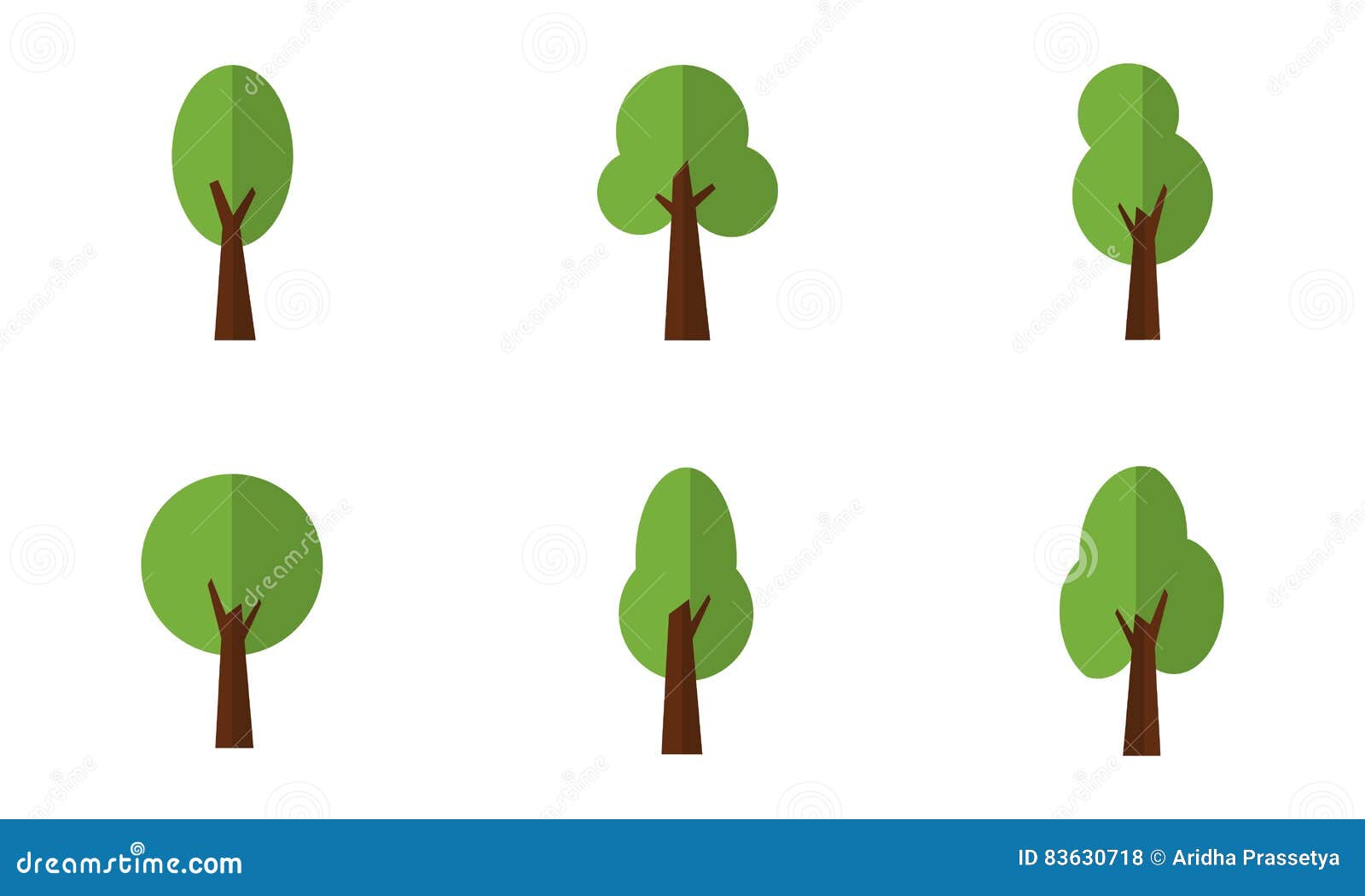 Vector flat of tree set stock vector. Illustration of botany - 83630718