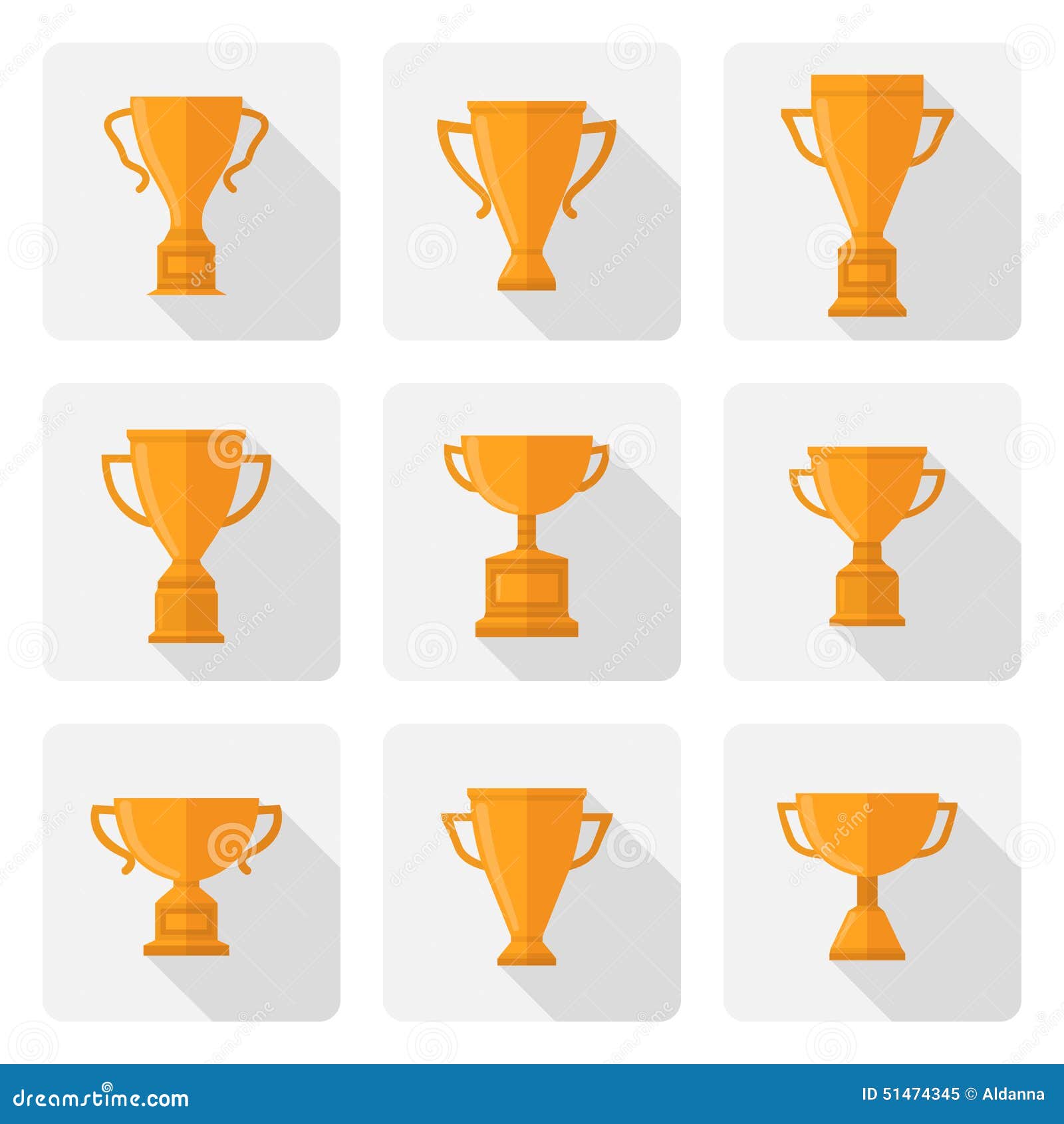 Vector Flat Trophy Cup Icons Set Stock Vector - Illustration of game ...