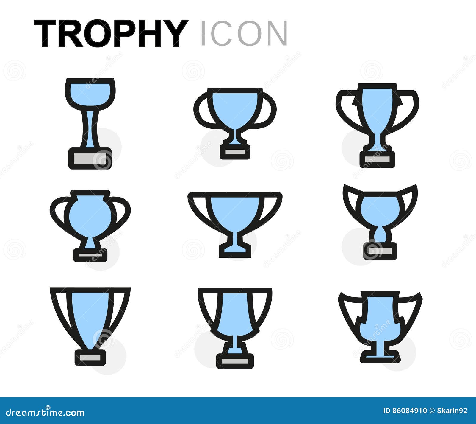 Vector Flat Trophy Icons Set Stock Illustration - Illustration of place ...