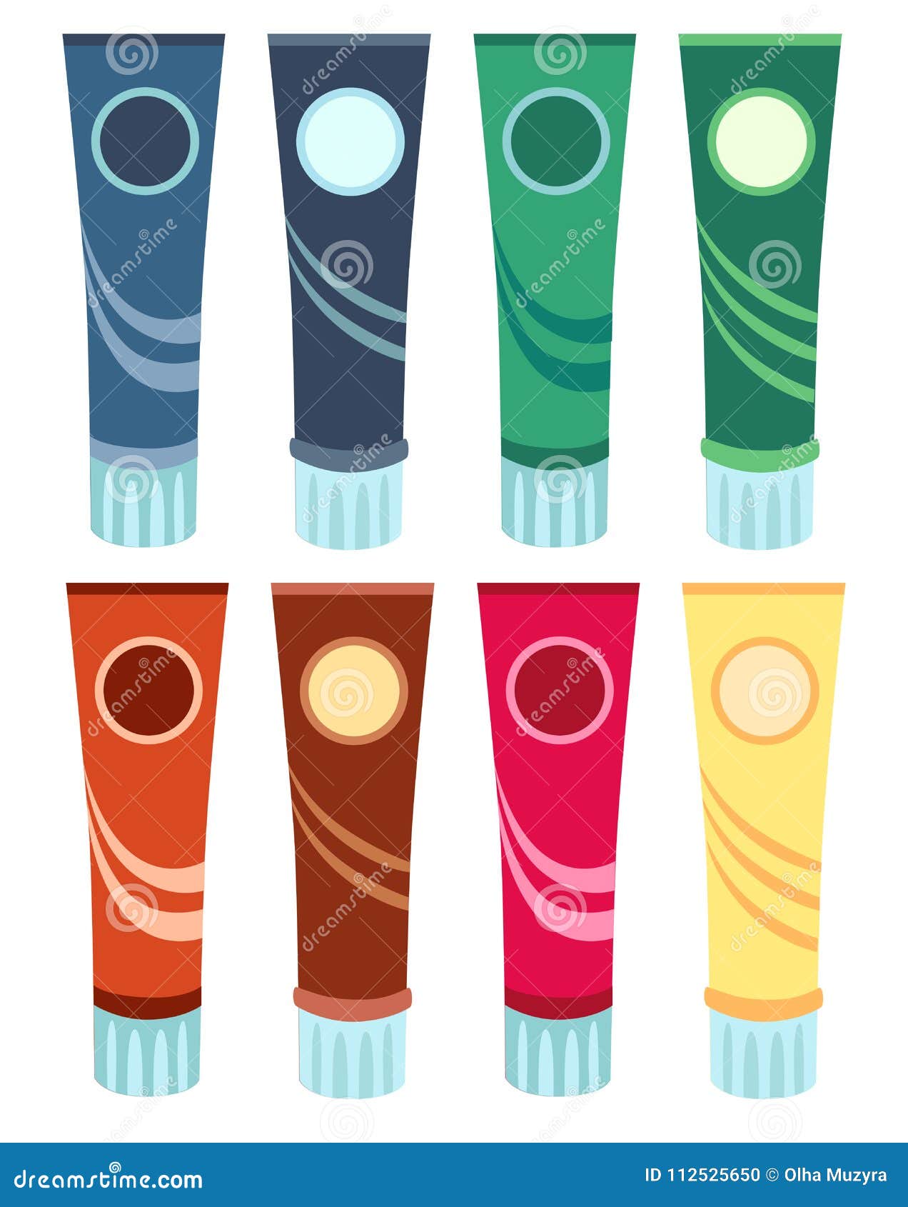 Vector Flat Tube in Different Colors Stock Vector - Illustration of ...