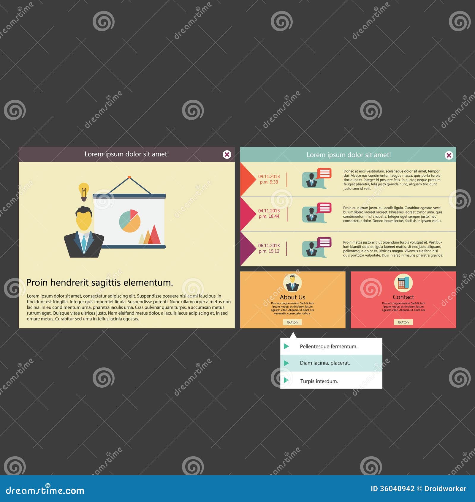 Vector Flat User Interface Ui Infographic Template Design Stock