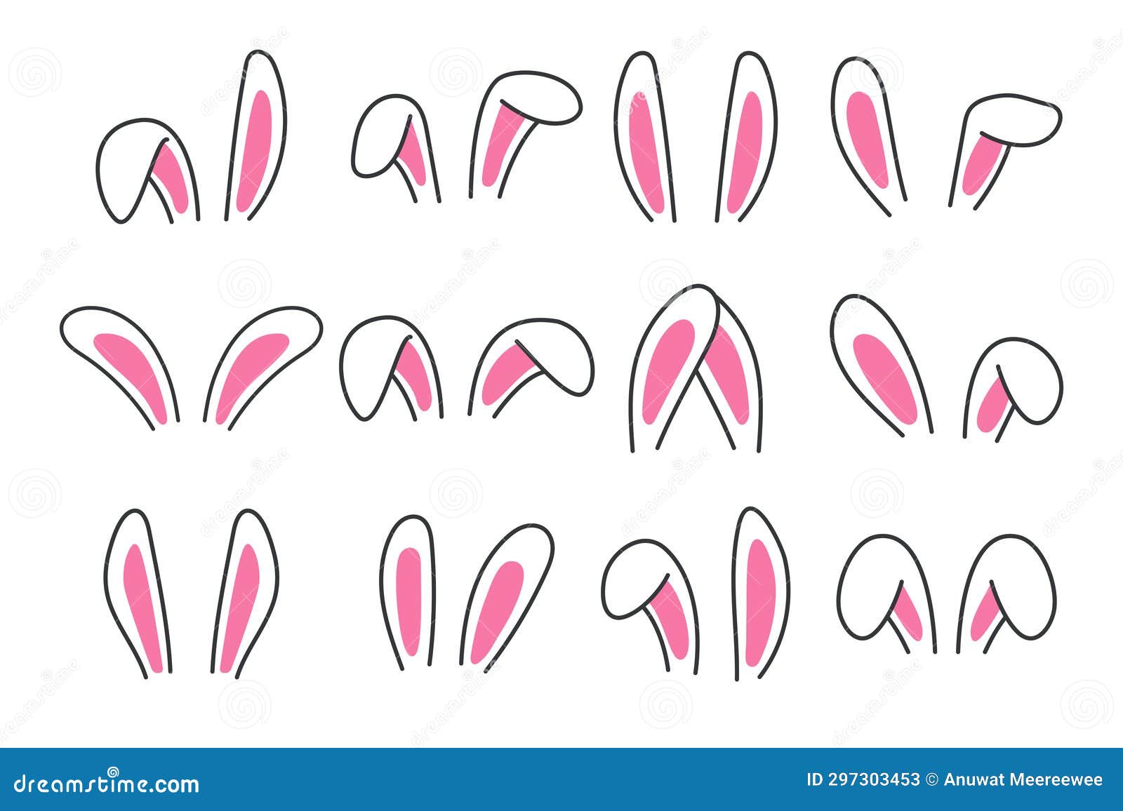 Vector Flat Variety of Rabbit Ears for Decoration at a Children S Party ...