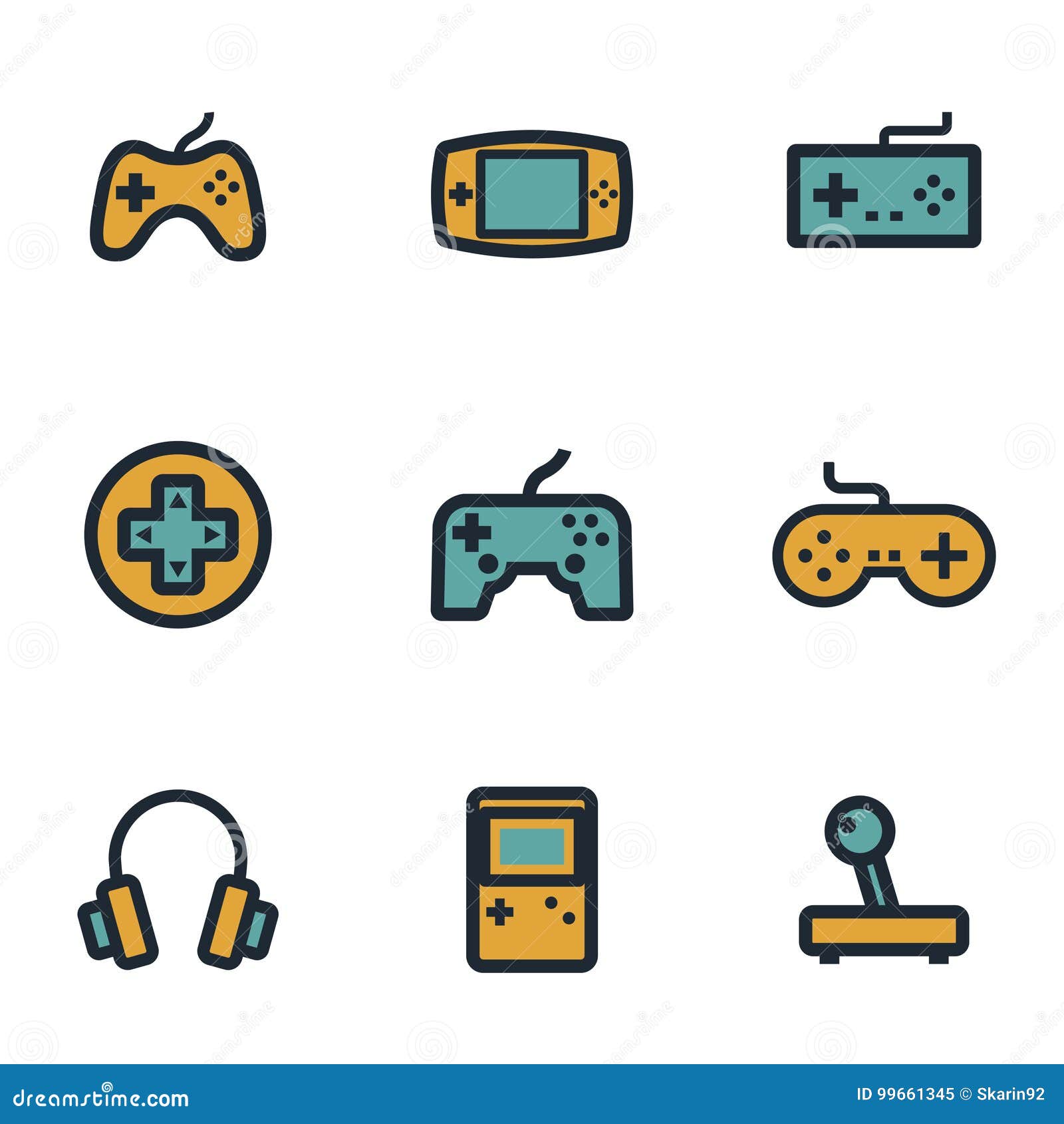 Vector Flat Video Game Icons Set Stock Illustration - Illustration of ...
