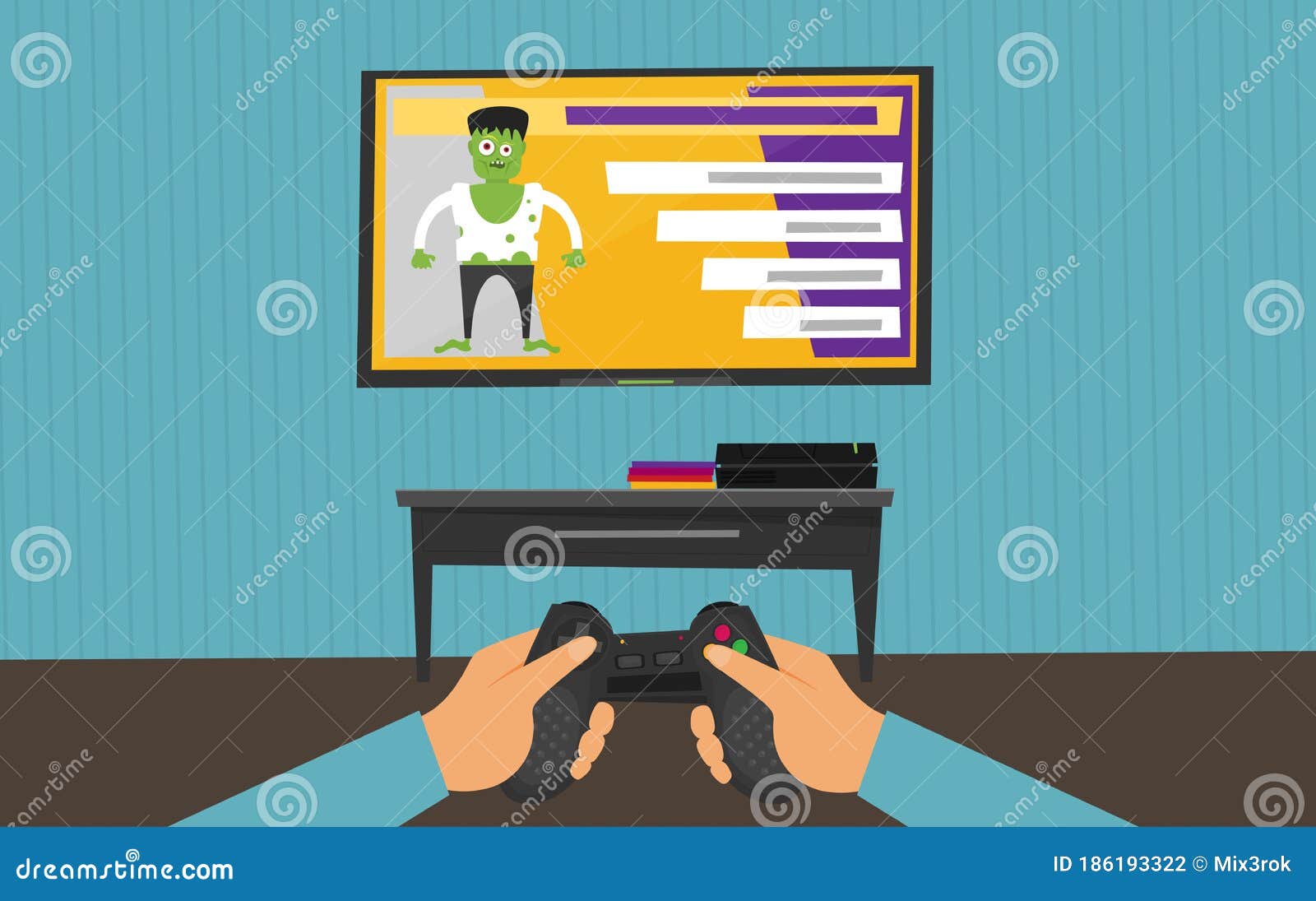 Vector Flat Video Game Illustration Stock Vector - Illustration of ...