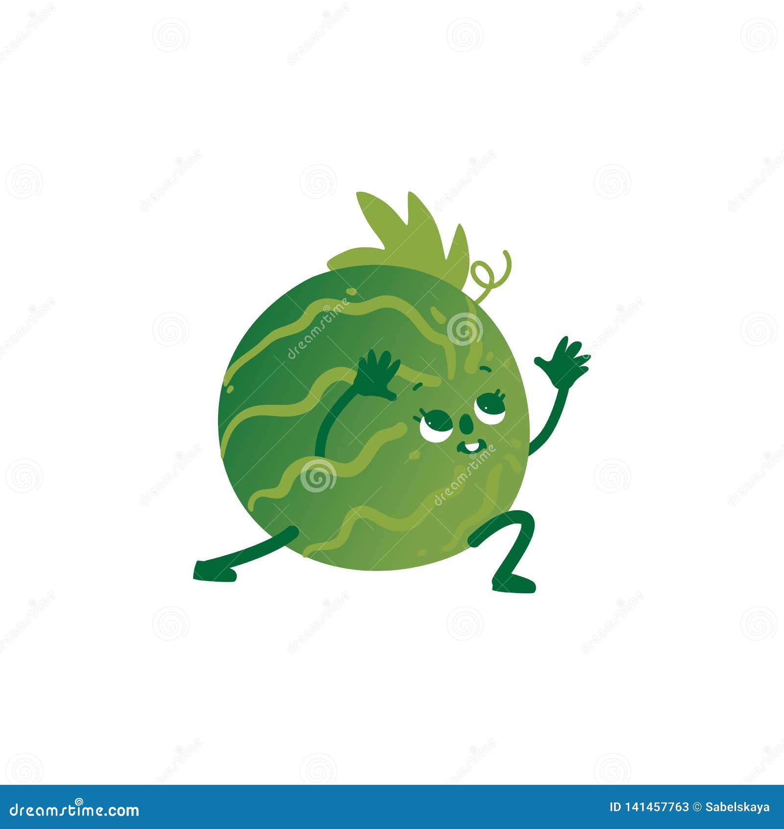 Vector Flat Watermelon Doing Stretching or Yoga Stock Vector ...