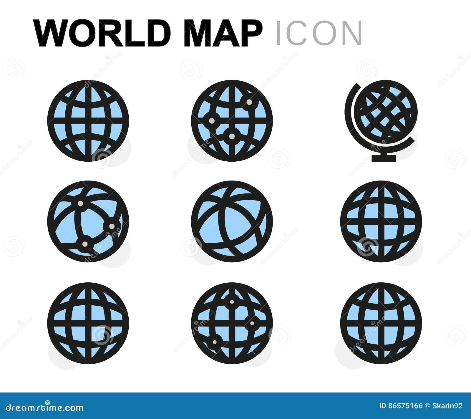 Vector Flat World Map Icons Set Stock Illustration - Illustration of ...