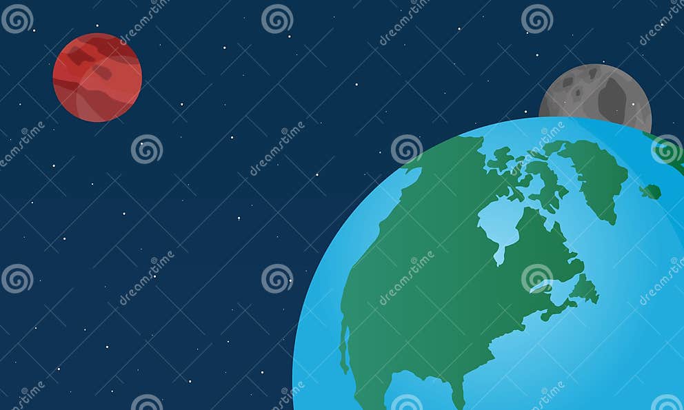 Vector Flat with World on Space Stock Vector - Illustration of ecology ...