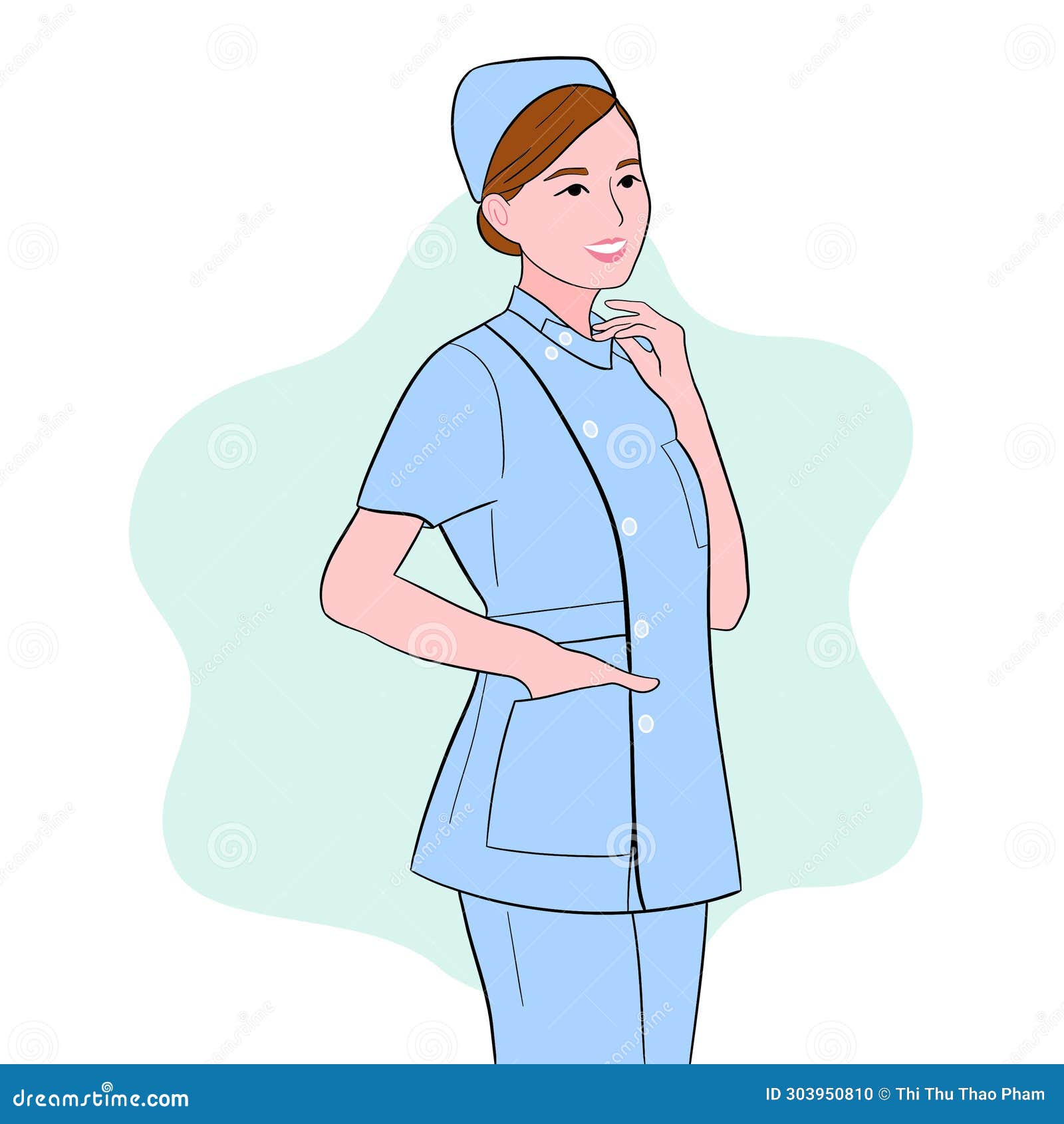 Vector Flat Young Nurse, Wearing Uniform. Stock Illustration ...