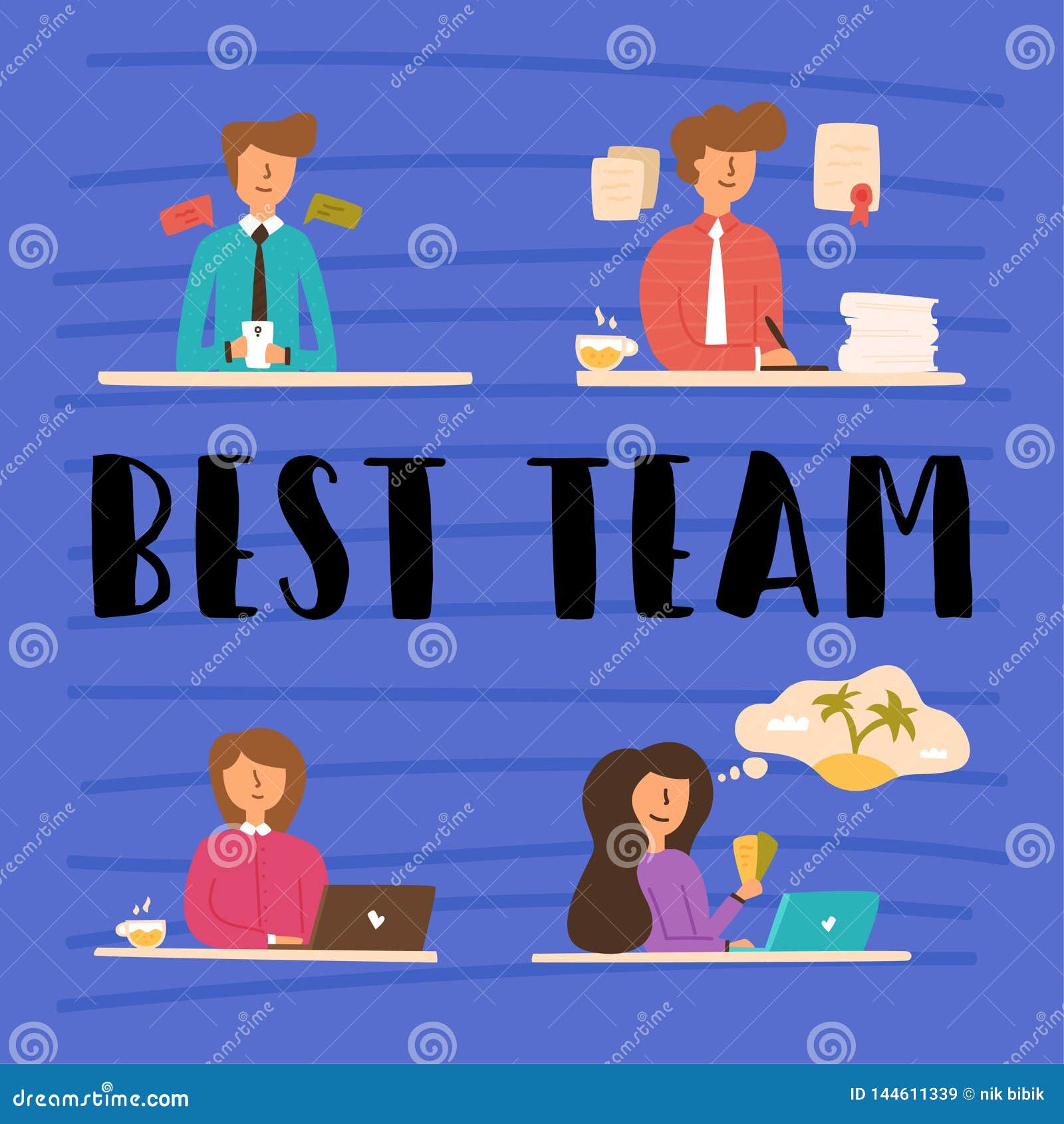 Vector Flat Young Team of Young Professionals Stock Vector ...