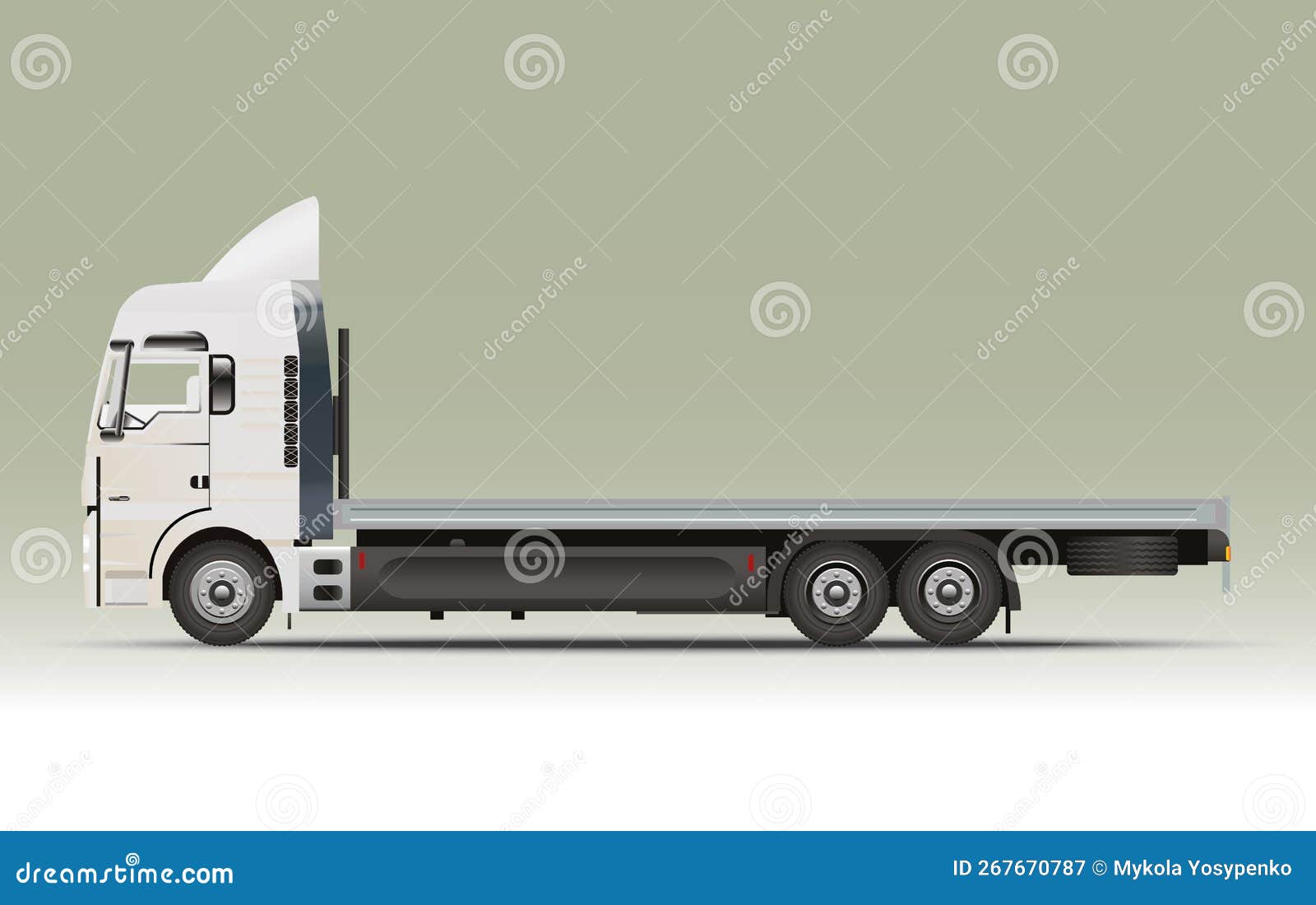Vector Flatbed Truck, Side View Stock Vector - Illustration of wheel ...