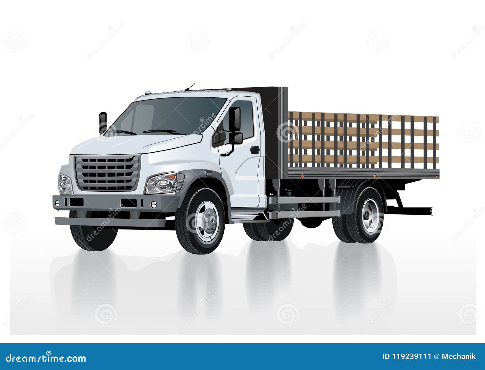 Vector Flatbed Truck Template Isolated On White | CartoonDealer.com ...