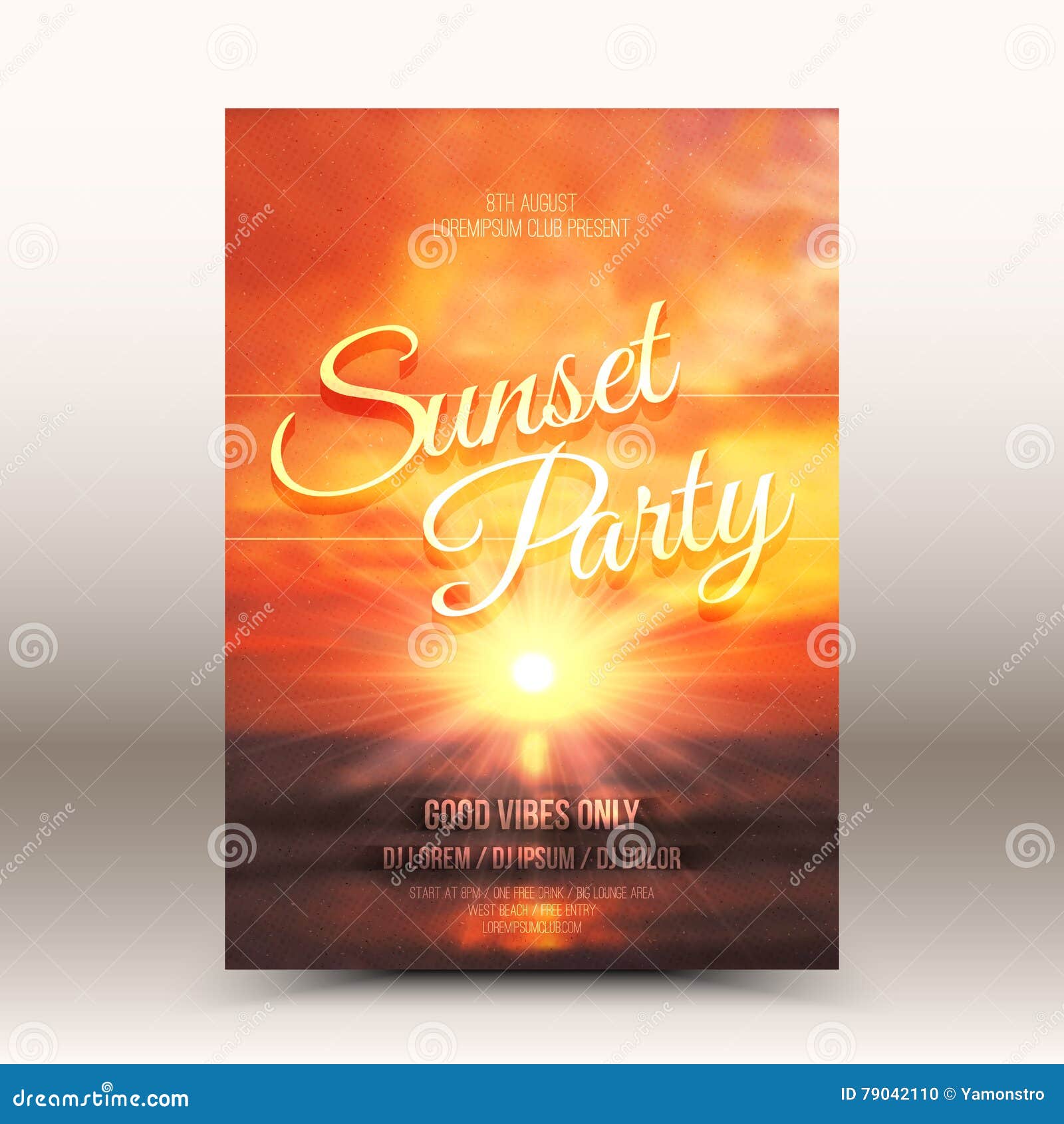 Vector Flayer Design Template Sunset Party Stock Vector - Illustration ...