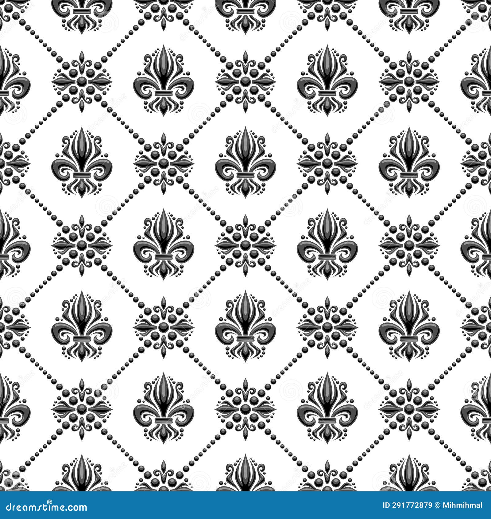 Vector Fleur De Lis Seamless Pattern Stock Illustration - Illustration of seamless, antique ...